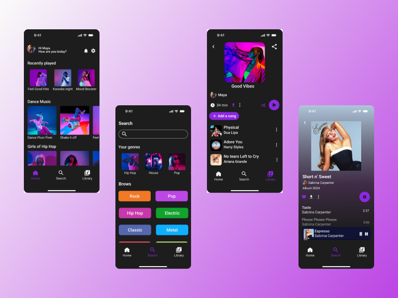Sonic Flow- Music Streaming App by Aleksandra Mirkovic on Dribbble