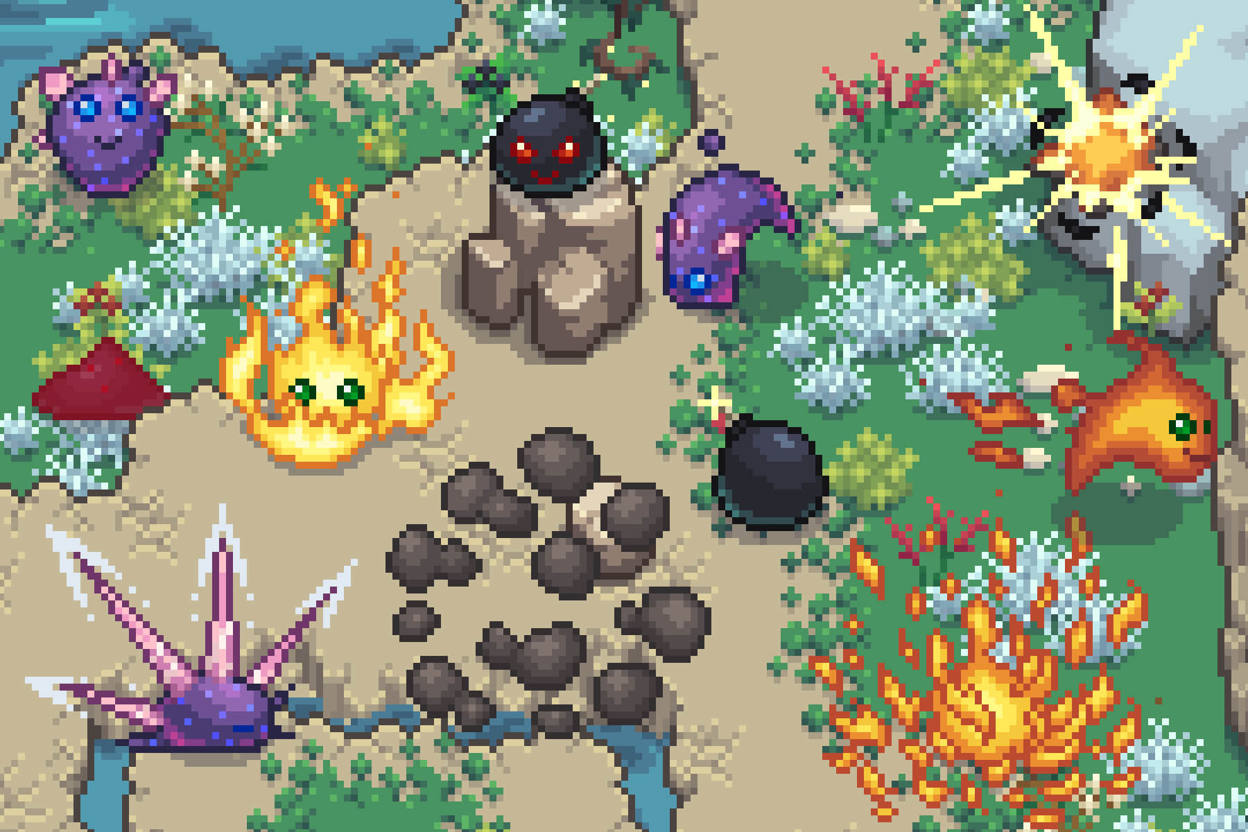 Top-Down Pixel Art Slime Monsters Sprite Pack by 2D Game Assets on Dribbble