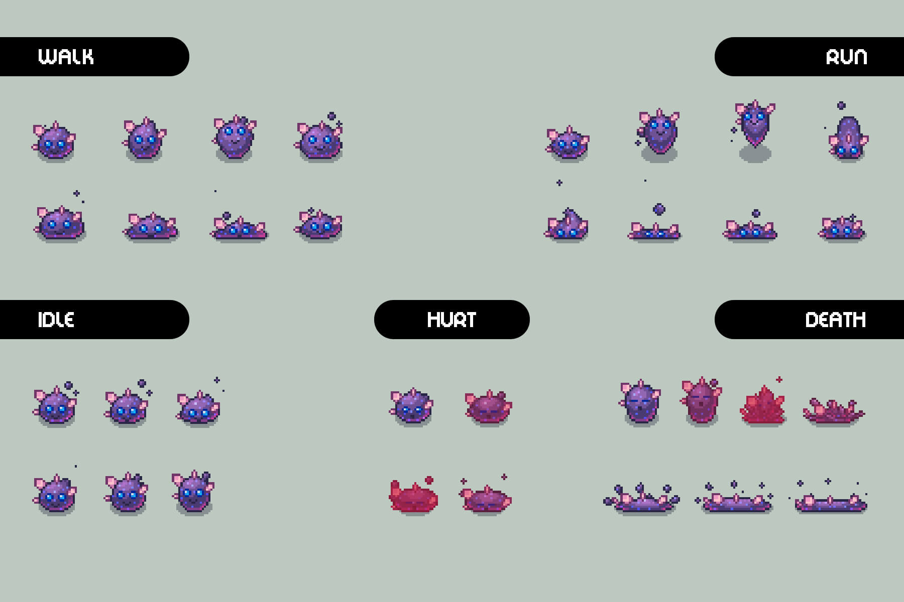Top-Down Pixel Art Slime Monsters Sprite Pack by 2D Game Assets on Dribbble
