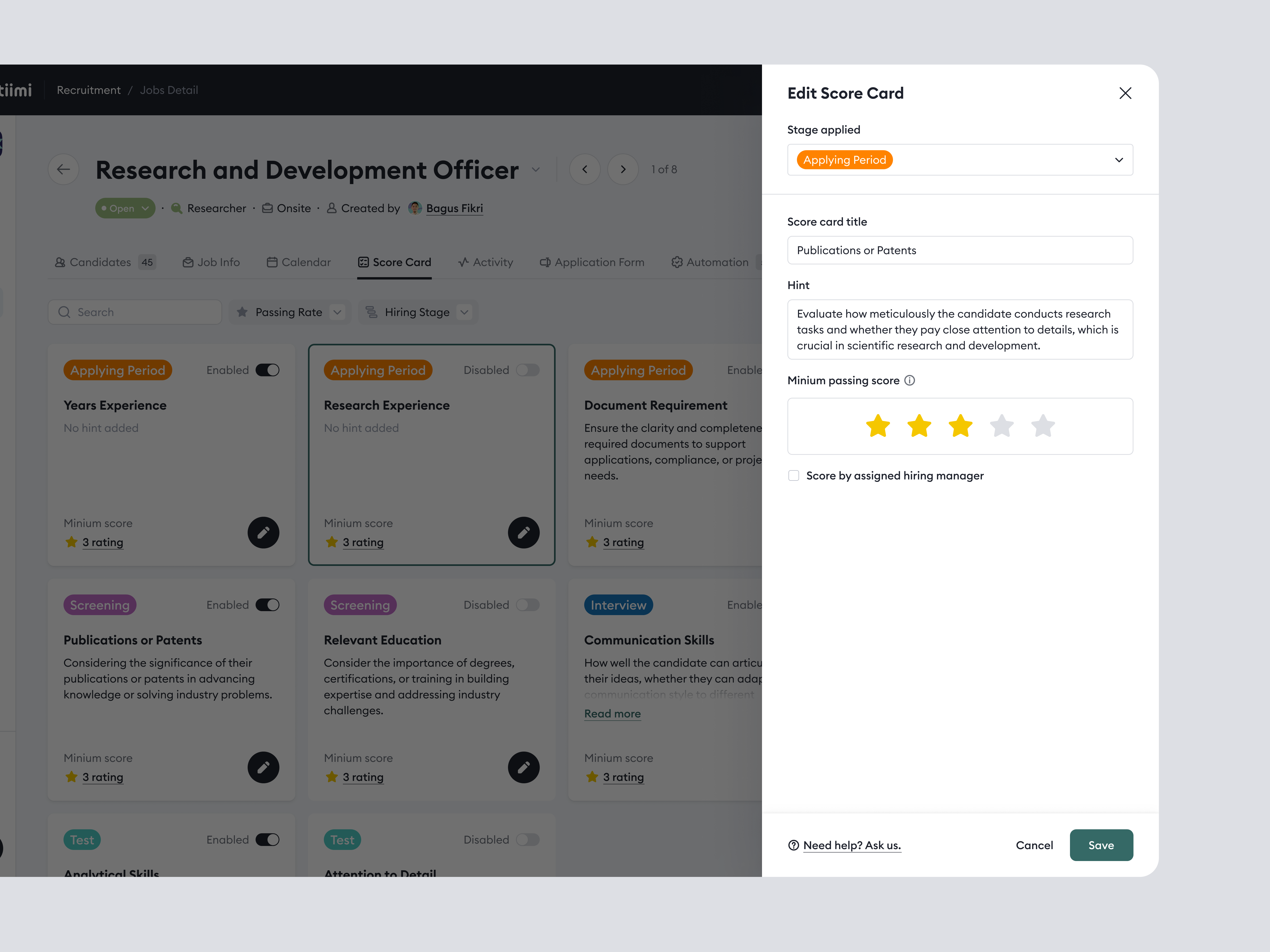 Tiimi - Job Detail: Scorecard for SaaS HR Management by Bagus Fikri for Fikri Studio on Dribbble