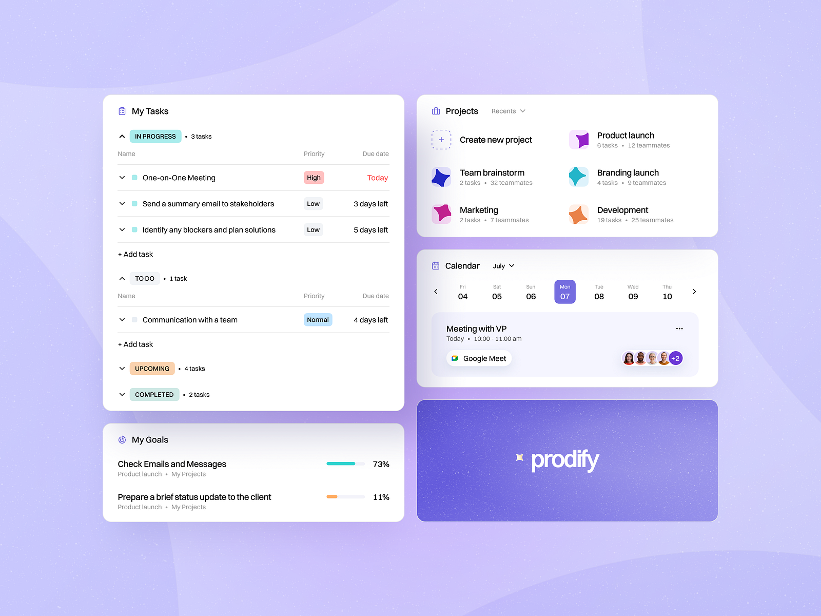 Prodify – AI Task Dashboard UI Design by Phenomenon Product for ...