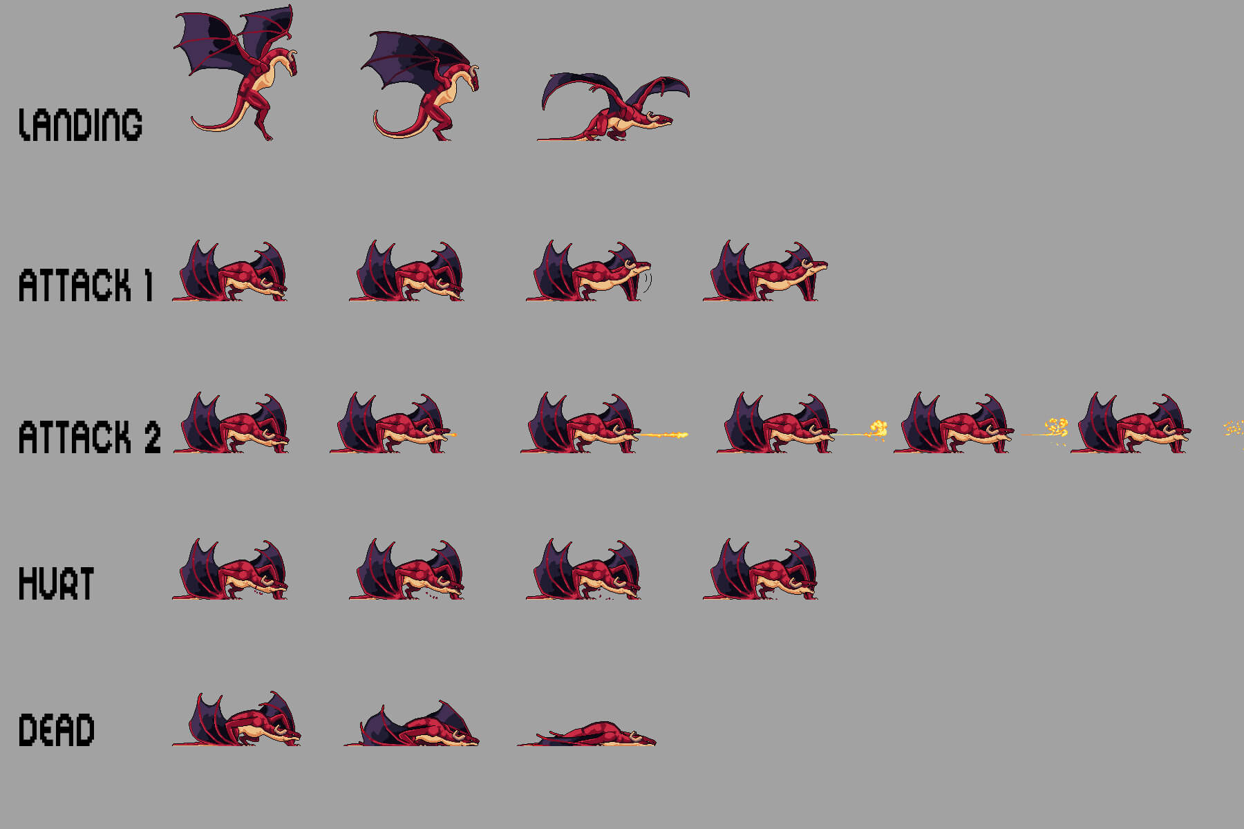 Dragon Pixel Art Character Sprite Sheets Pack by 2D Game Assets on Dribbble