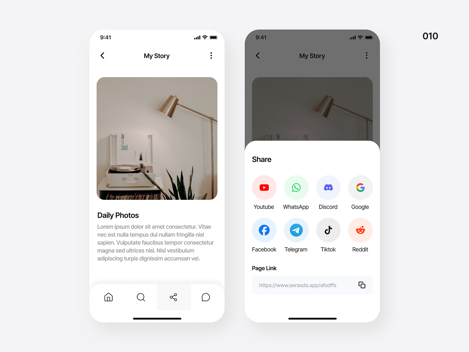 Social Share - Daily UI 010 by LEE HYO MIN on Dribbble