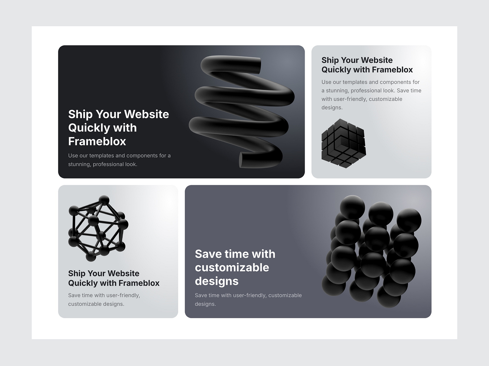 Bento grid section for Framer built with Frameblox UI by Solt Wagner on ...