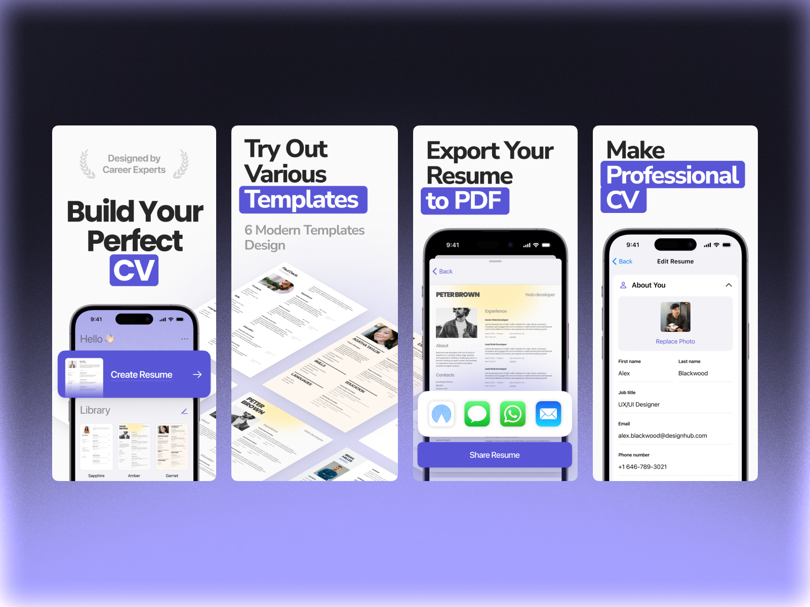 Screenshots Design for CV Builder App by Aleksandra for The Shortcut ...