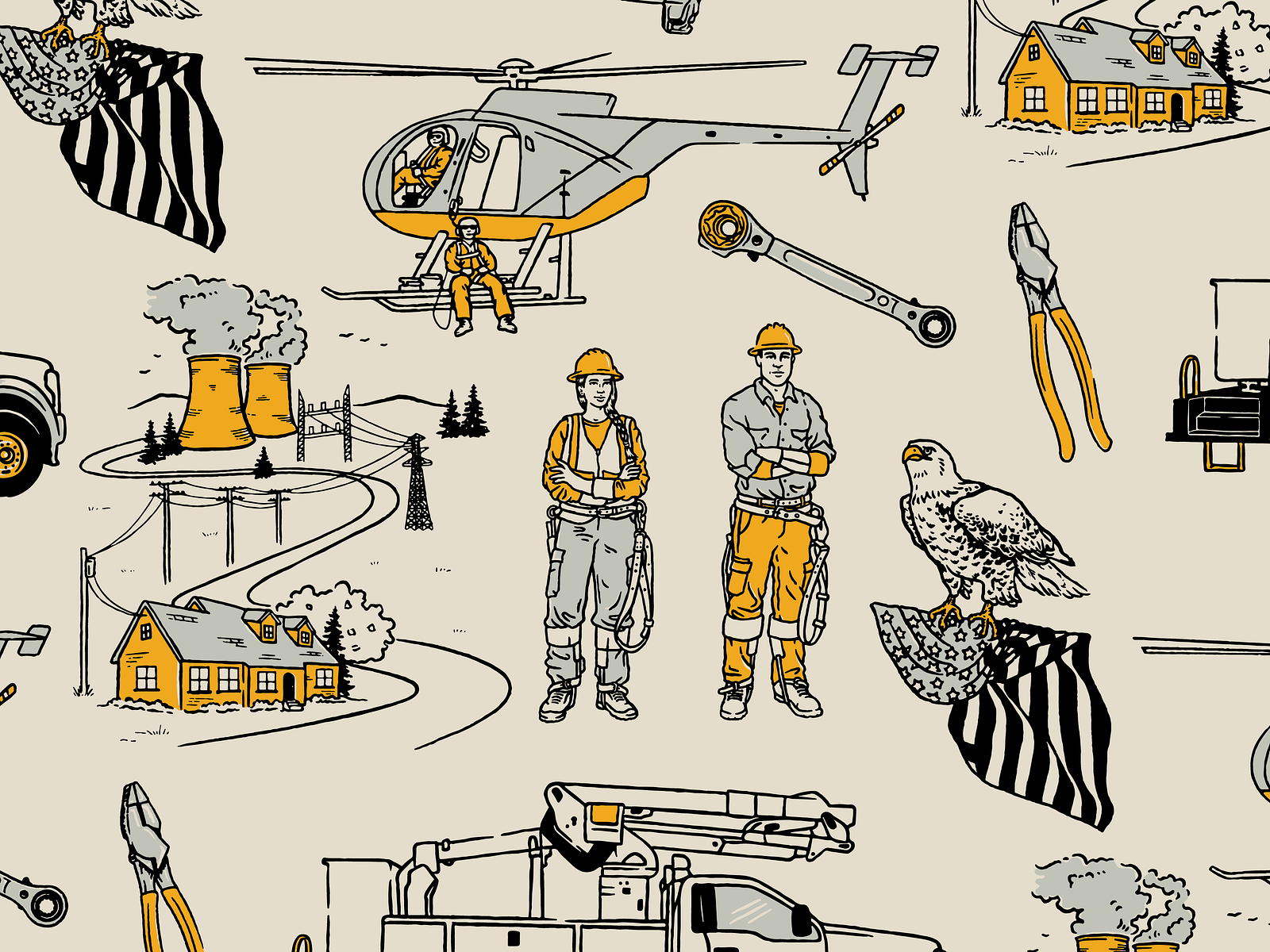 Northwest Lineman College Illustrations by Chelsea Bunn | Good Scary ... Northwest Lineman College Illustrations by Chelsea Bunn | Good Scary ...