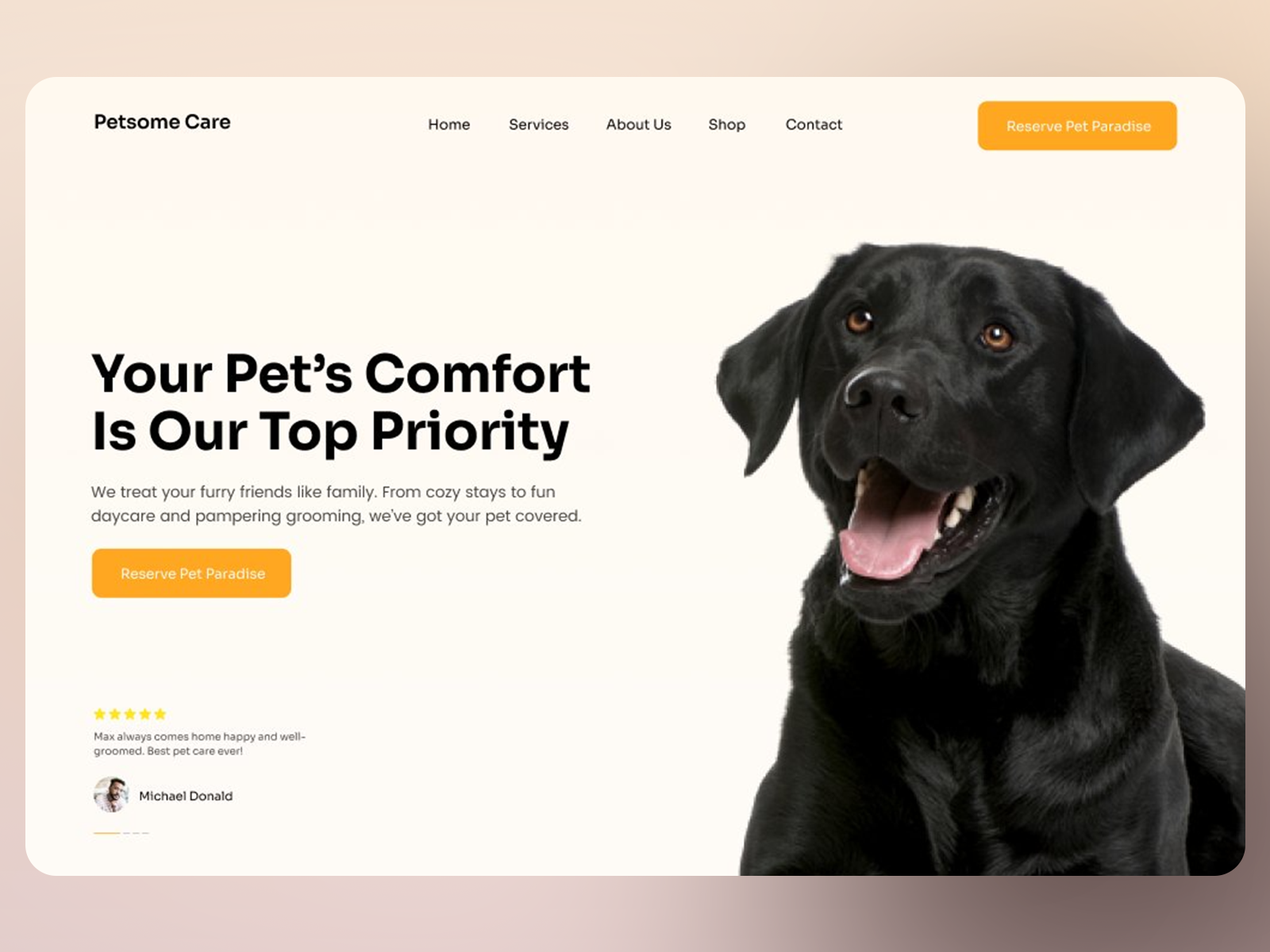 Premium Pet Care Services Landing Page by Alexa Foster on Dribbble
