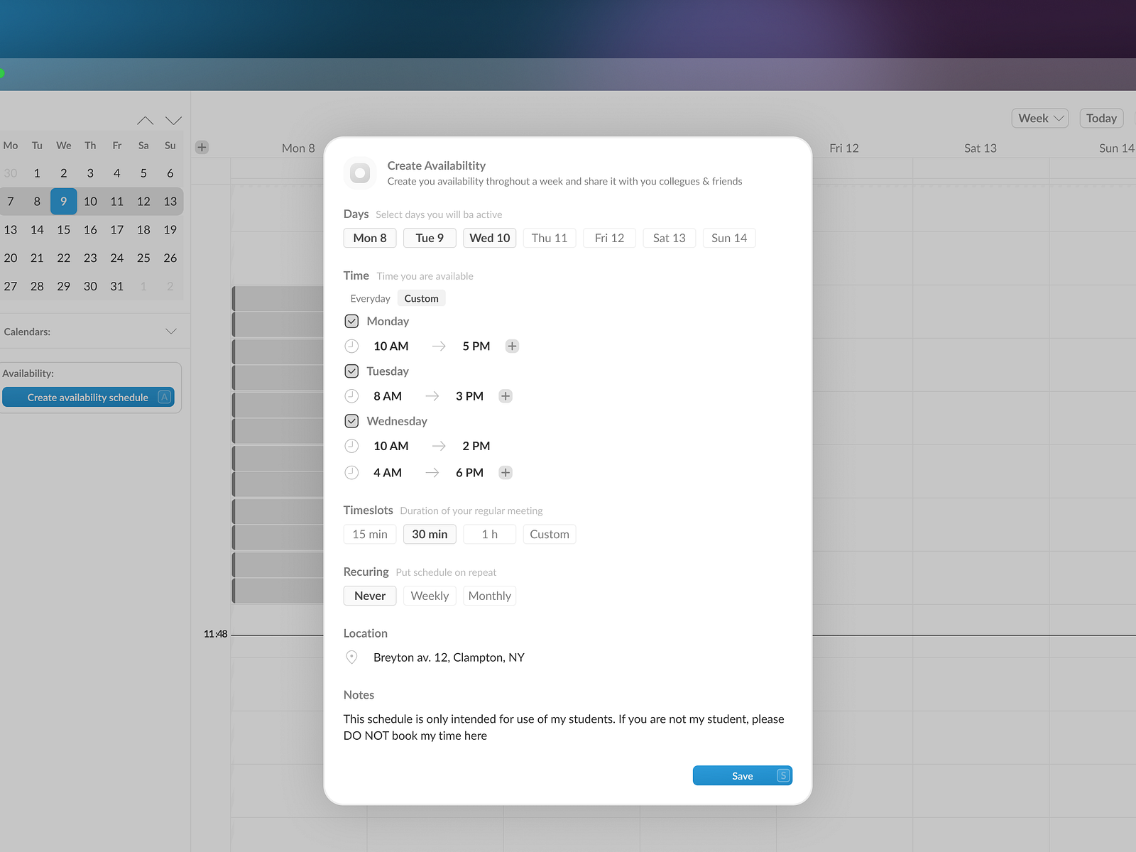 Calendar app - Set your availability by Supermega Design on Dribbble