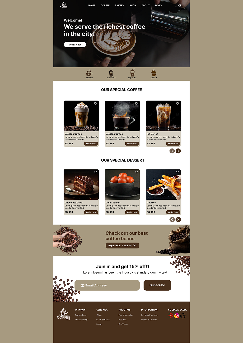 COFFEE SHOP WEBSITE DESIGN by Sashini Imesha on Dribbble