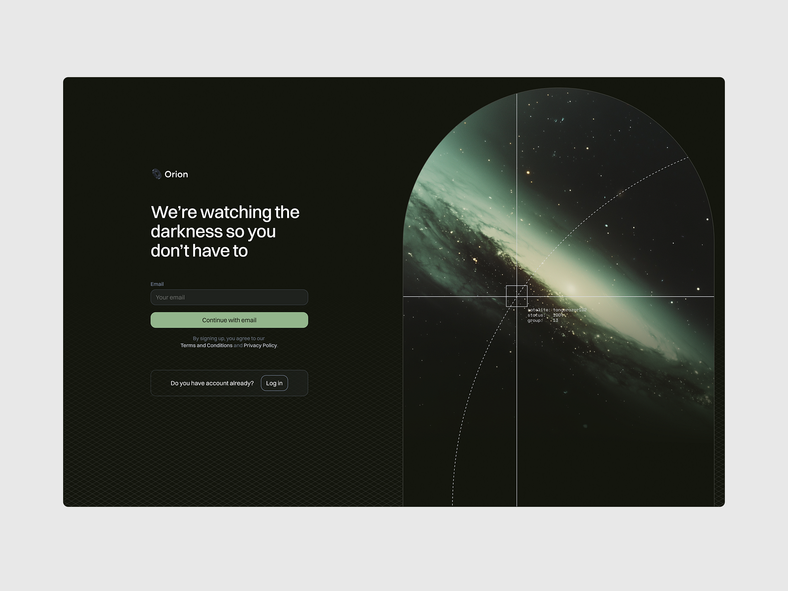 Orion: Login Page by Damian Skotzke on Dribbble