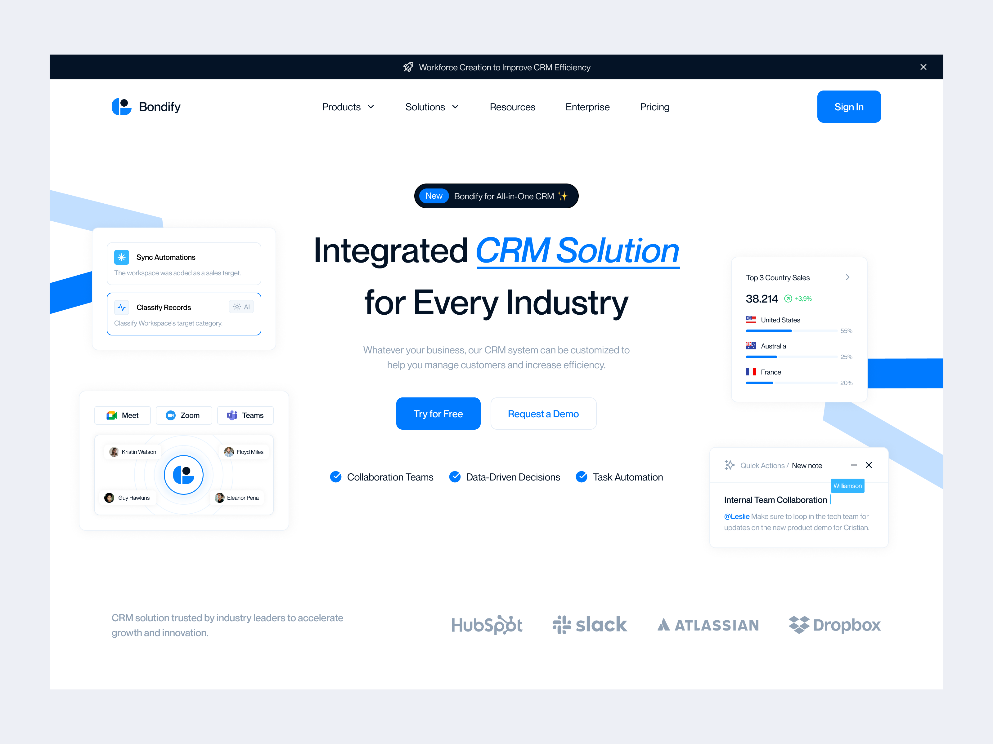 Bondify - CRM Hero Section by Dipa UI/UX for Dipa Inhouse on Dribbble