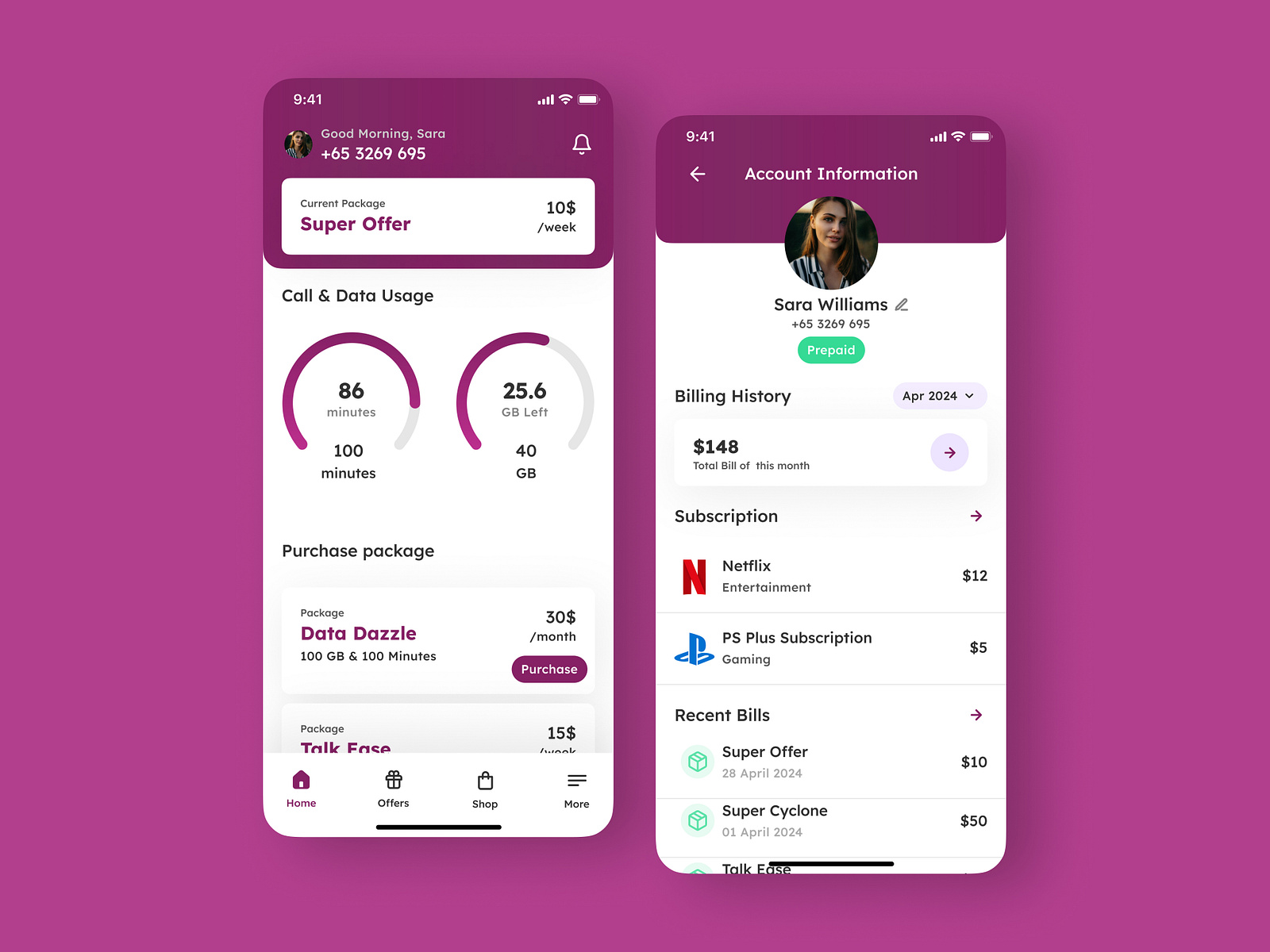Telco App UI Design by Tahmid Abtahi Taky on Dribbble