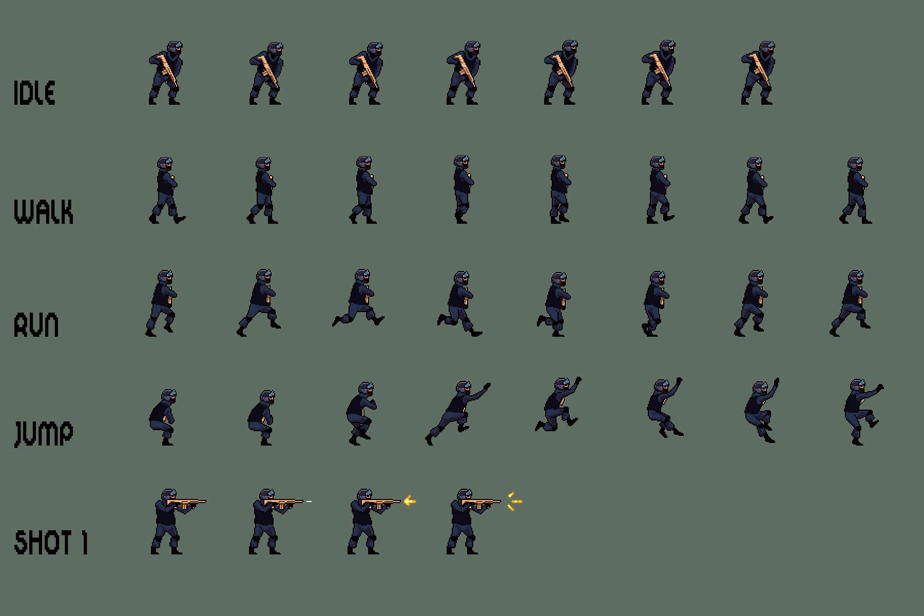 SWAT 2D Pixel Art Character Sprite Pack by 2D Game Assets on Dribbble
