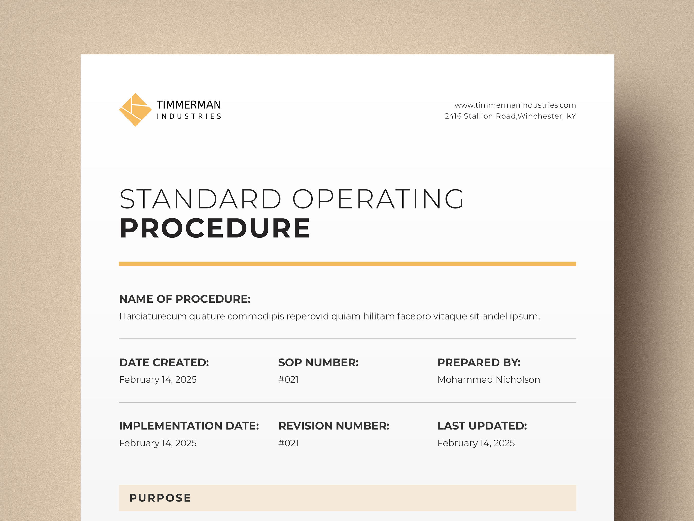 Standard Operating Procedure (SOP) Design Template by Niofix on Dribbble