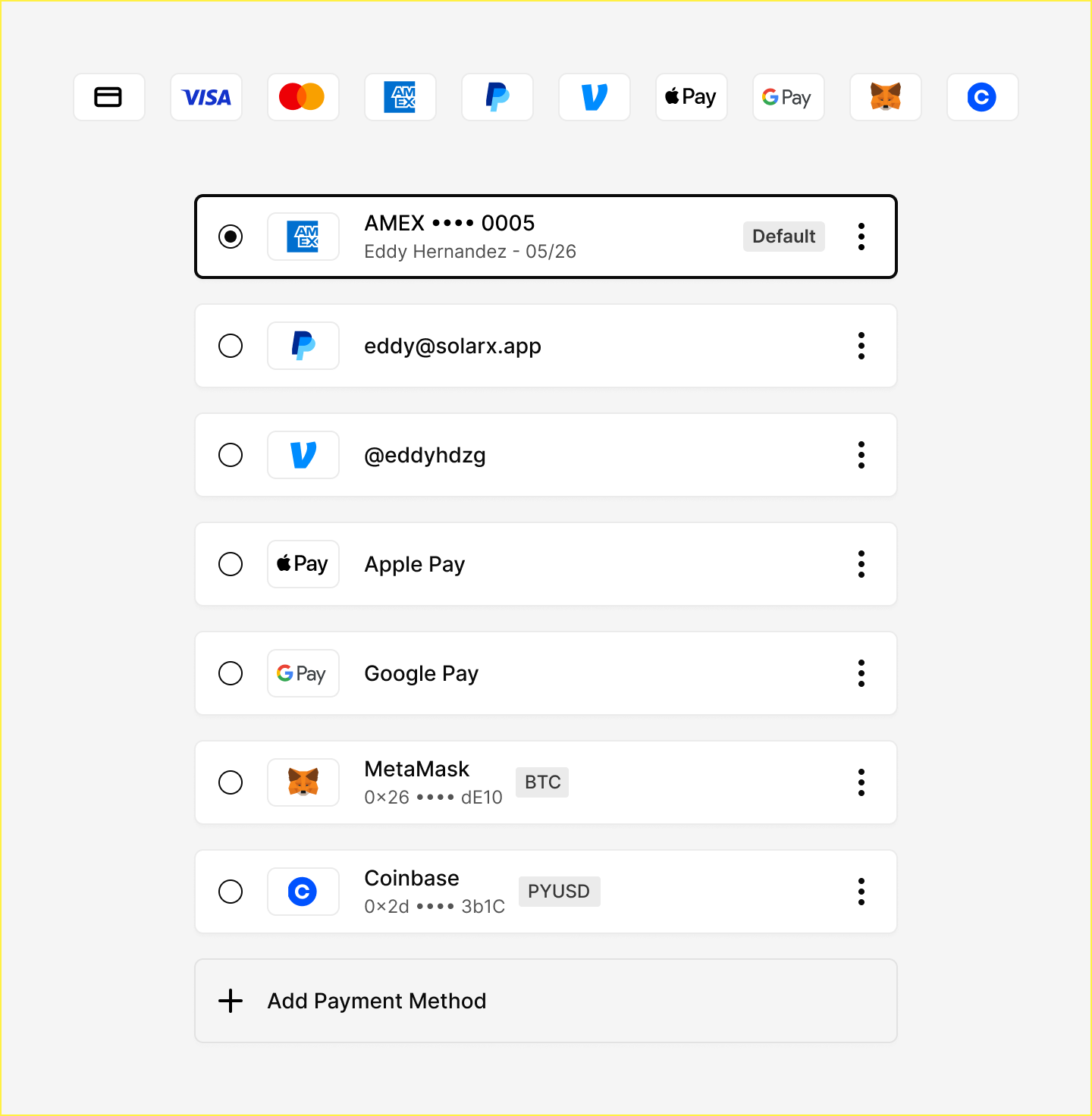 Day 55/90: Payment Methods by Eddy Hernandez on Dribbble