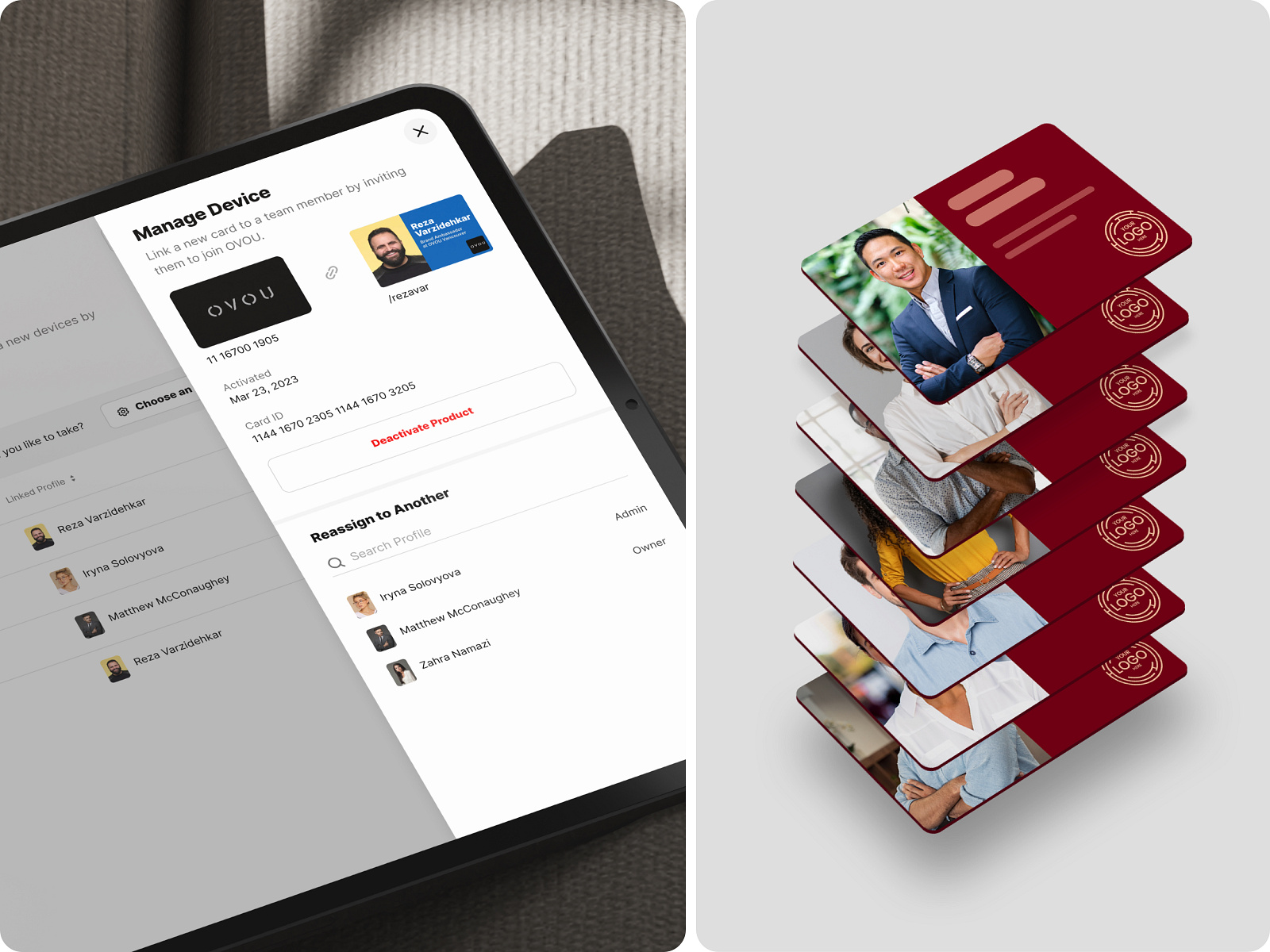 OVOU Manage Profiles. Team Dashboard. SaaS design. NFC Cards by Basov ...