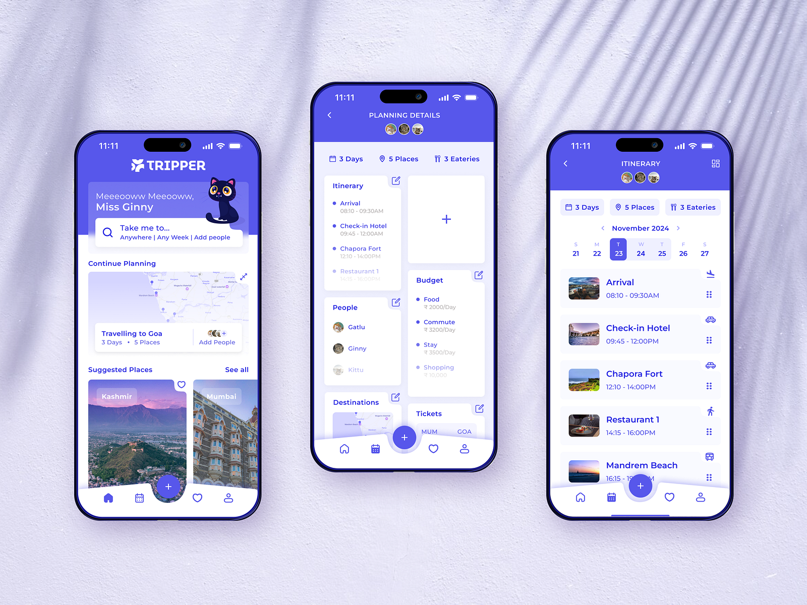 TRIPPER - Travel Itinerary App Design - UI/UX by Manisha Chafe on Dribbble