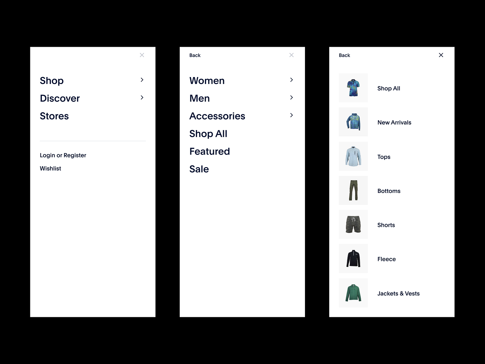 Maja - Mobile 3 level menu by Noe Araujo on Dribbble