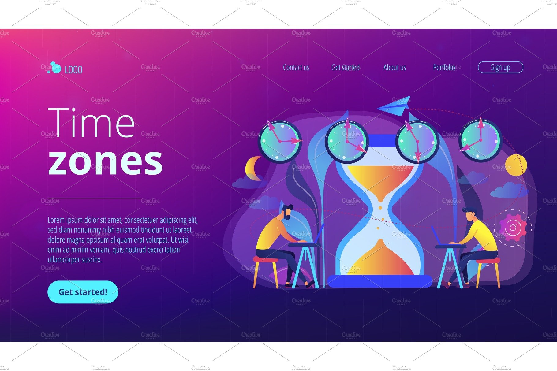 Time Zones Concept Landing Page By Visual Generation On Dribbble