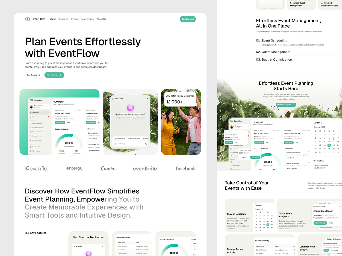 EventFlow - Event Management Landing Page by Rizal for Kretya Studio on ...