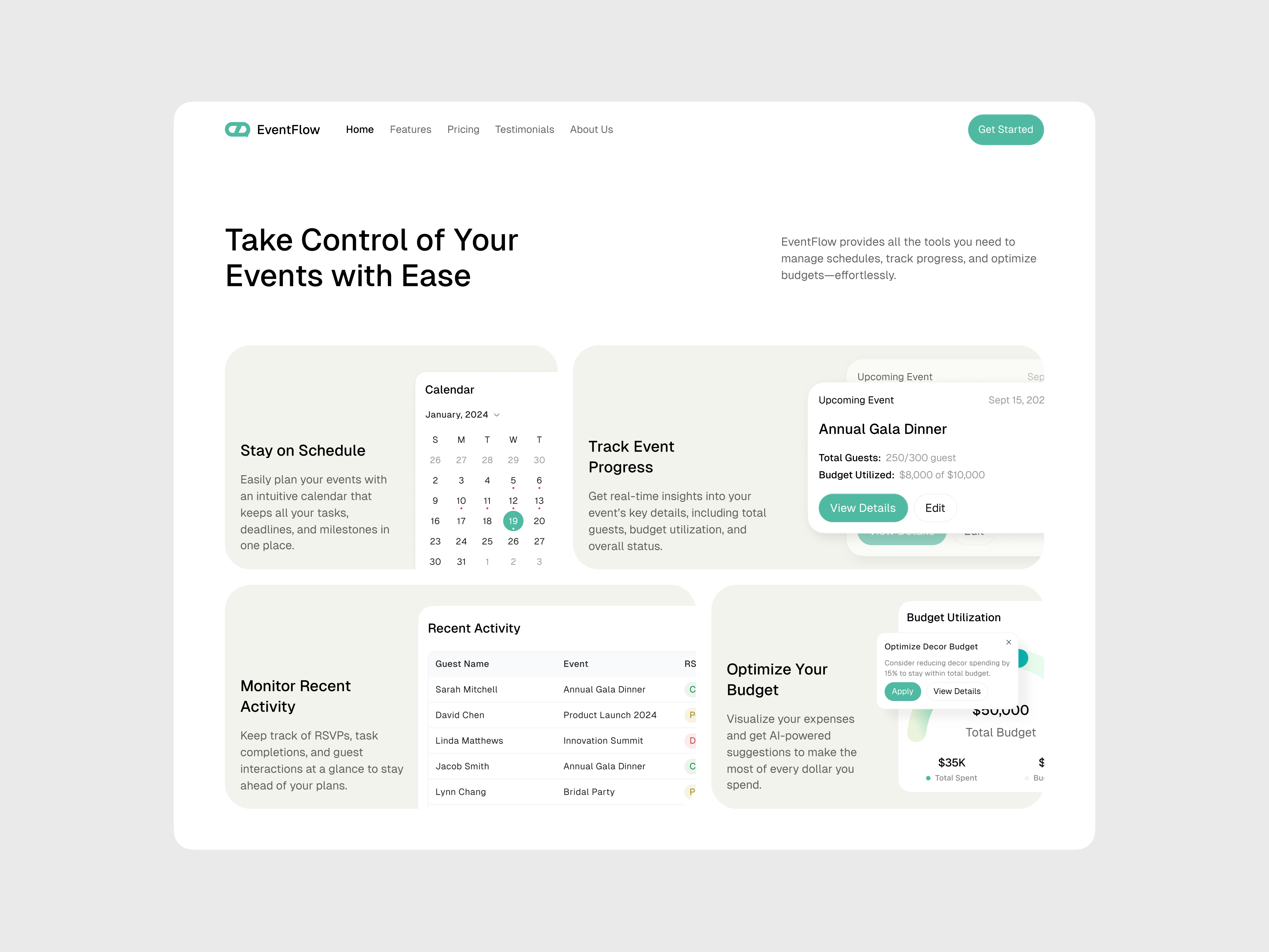 EventFlow - Event Management Landing Page by Rizal for Kretya Studio on ...