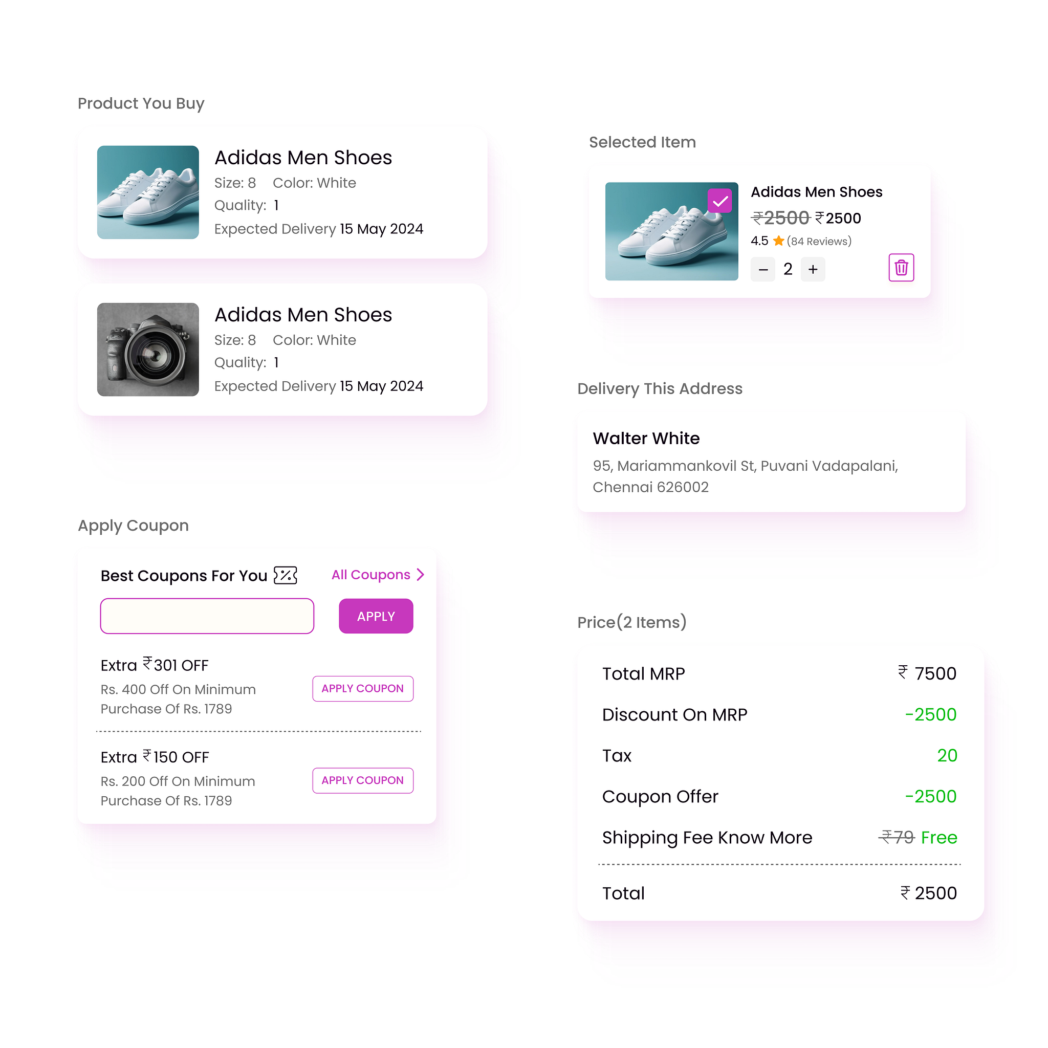 Order summary & Cart UI by Arumugam on Dribbble