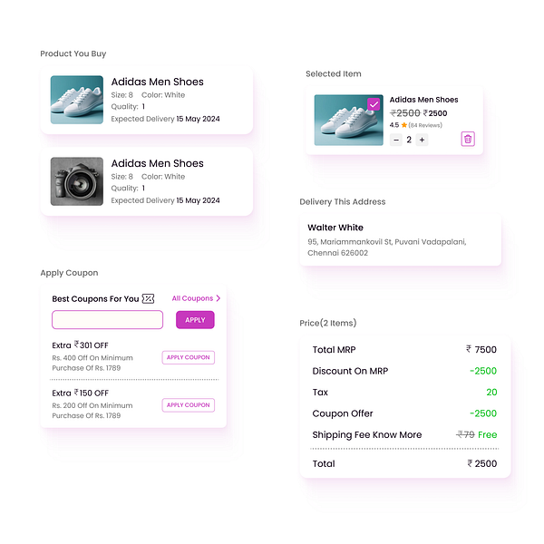 Order summary & Cart UI by Arumugam on Dribbble