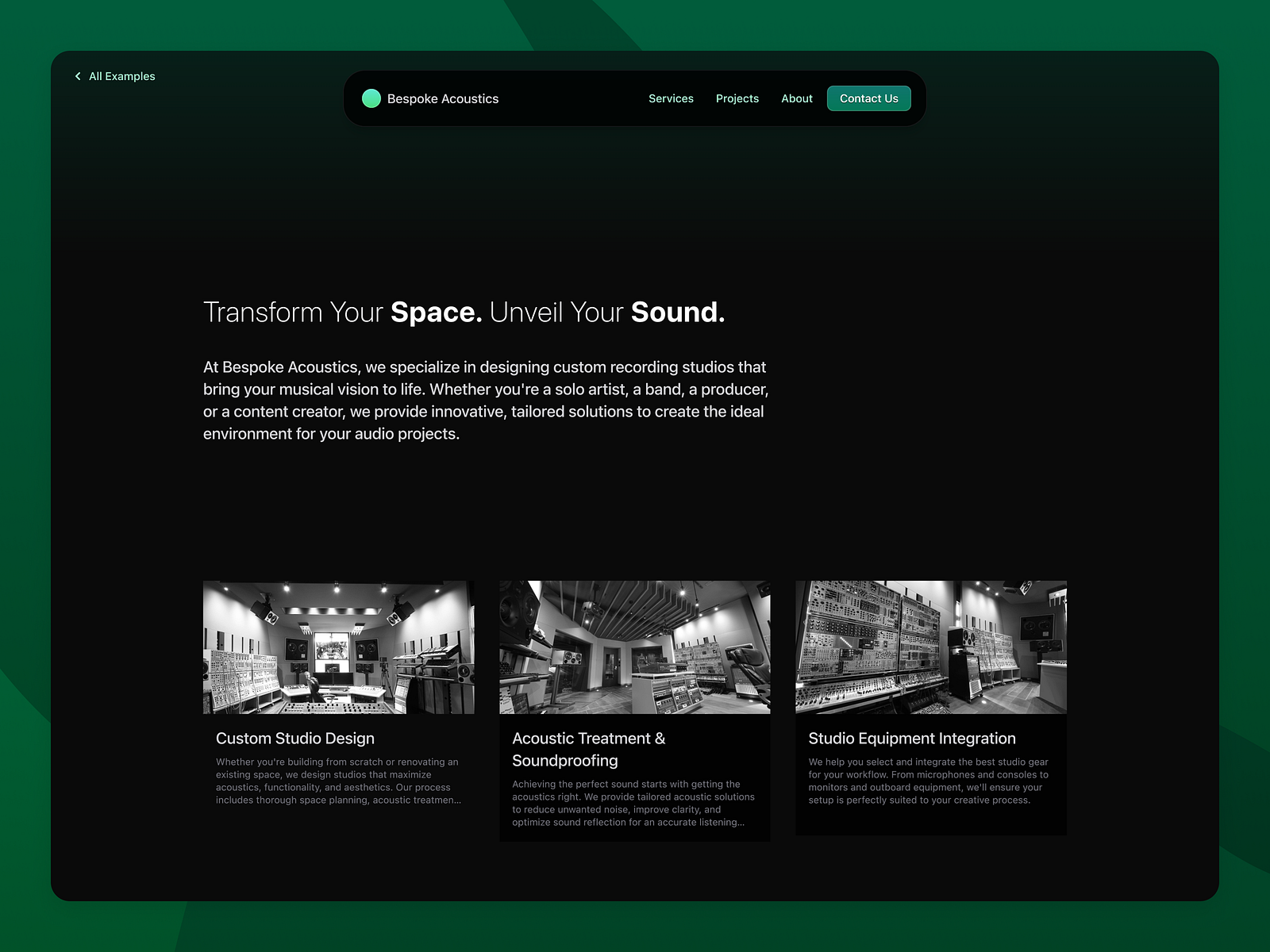 Subtle UI Marketing Site Example - Dark Mode by Max Burnside on Dribbble