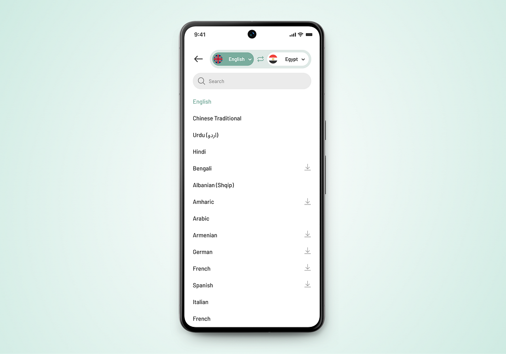 Language Selection UI by Rameen Naveed on Dribbble