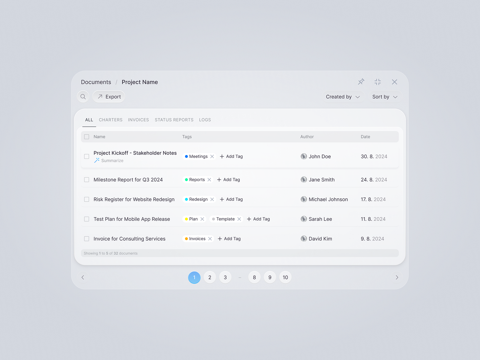 Document Overview UI for AI Project Management Tool by Filip Lanči on Dribbble