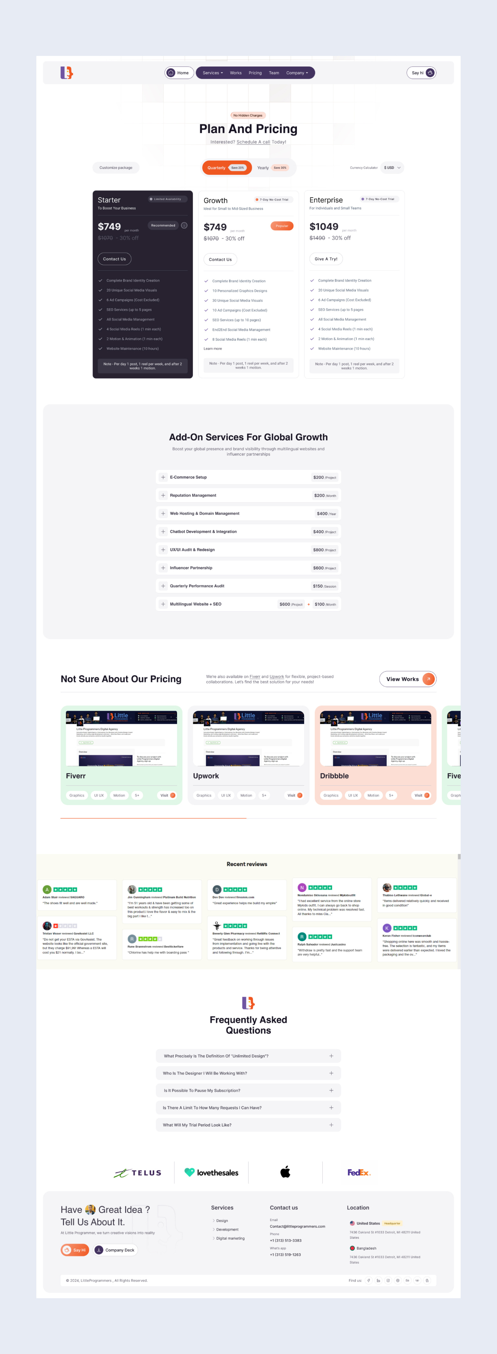 Pricing Page Design for a Digital Agency by Dipu Paul on Dribbble