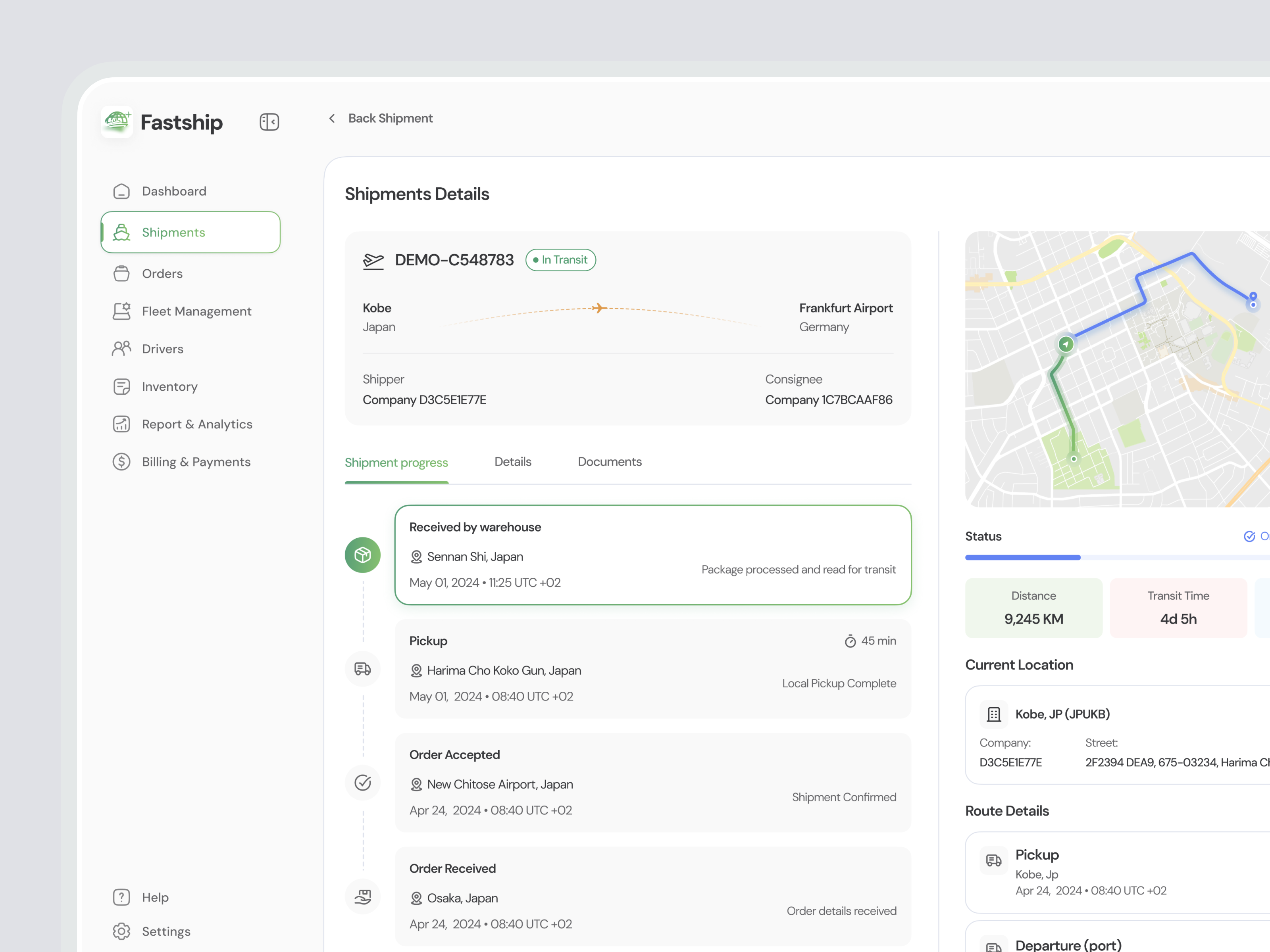 Fastship - Shipment Details Dashboard by Tanbir Ahmed for Fixoria ...