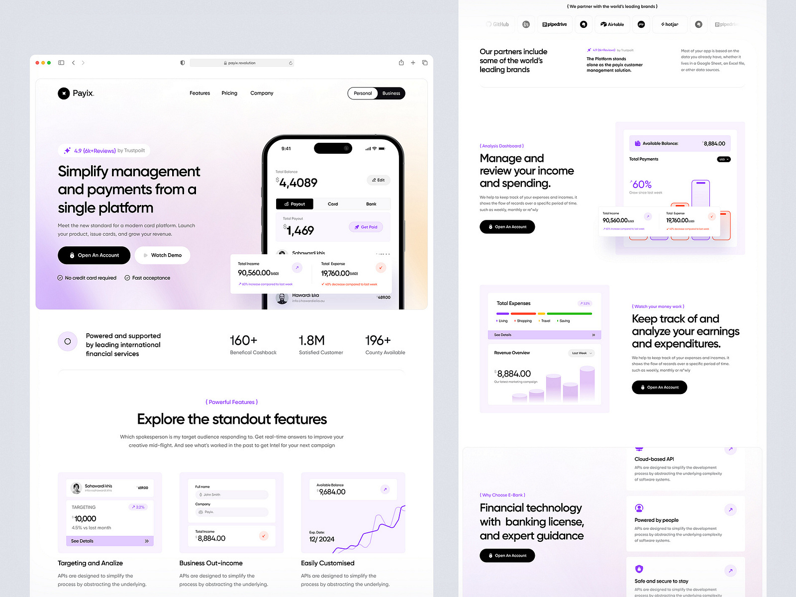 payix. Fintech Landing Page 💸 by Wilson Serrano on Dribbble
