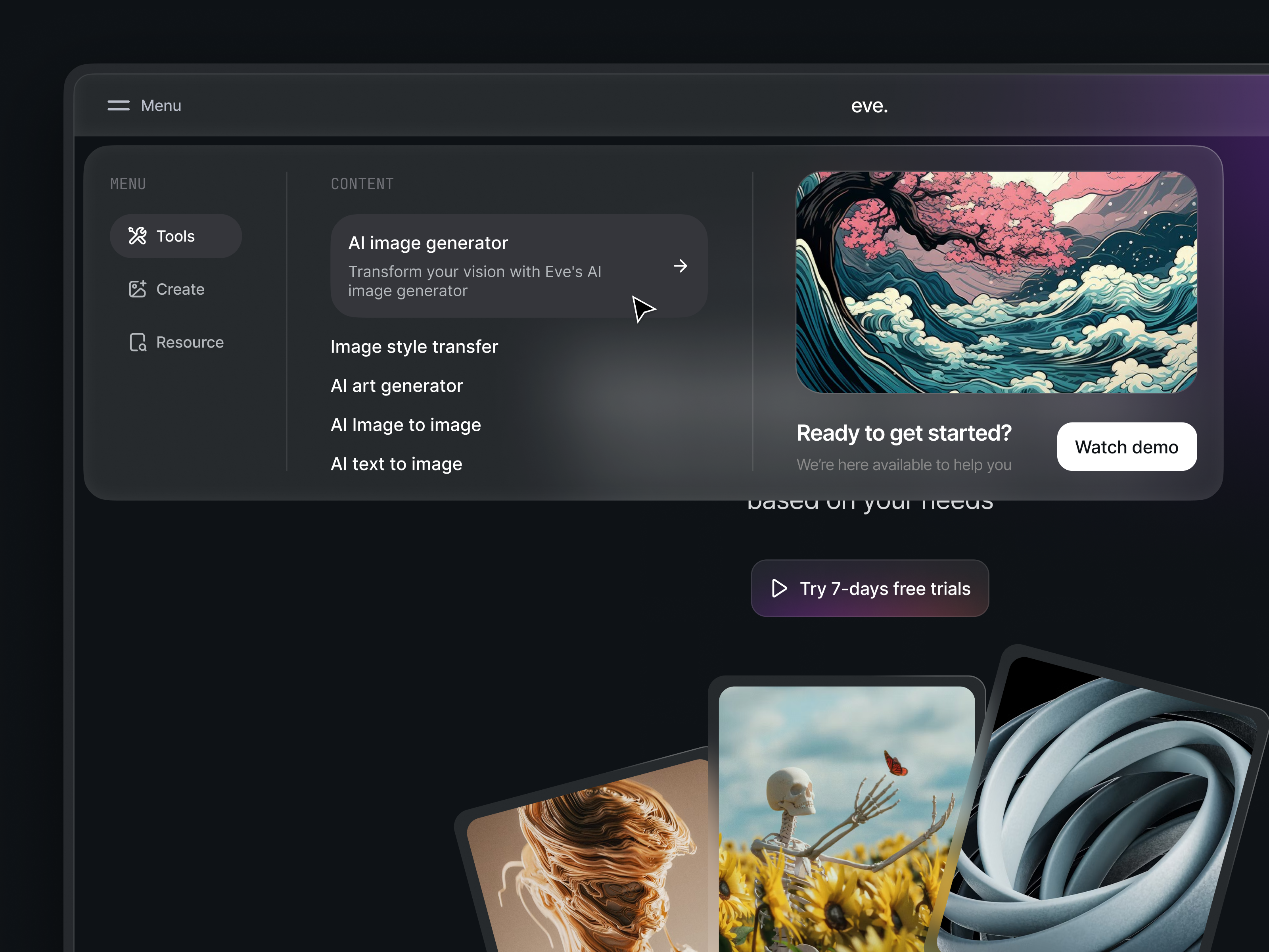 Eve - AI Image Generator Website by Pam Sykes for Uranus Team on Dribbble