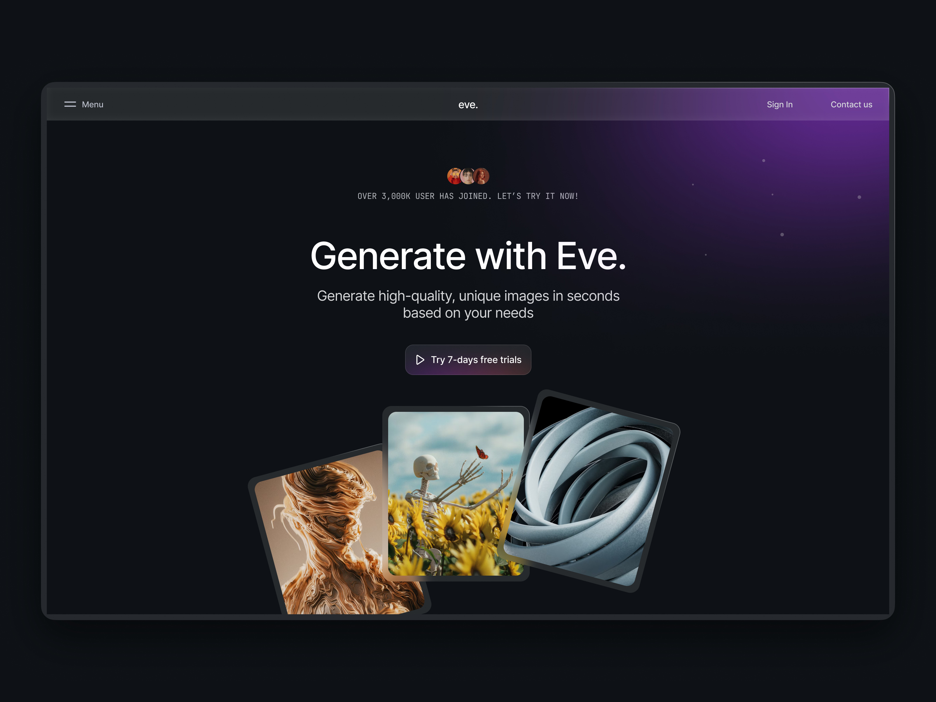 Eve - AI Image Generator Website by Pam Sykes for Uranus Team on Dribbble