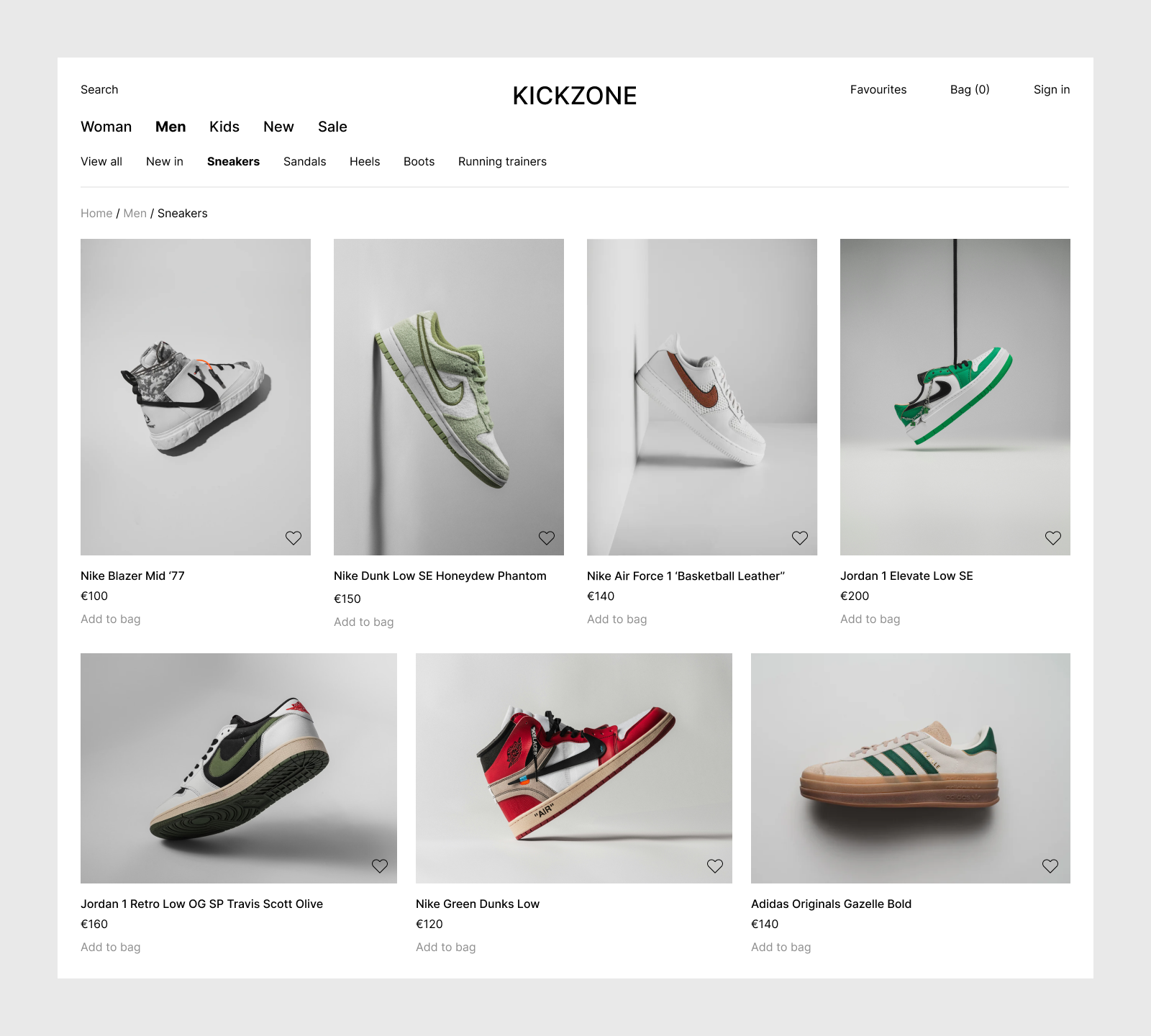 Ecommerce - KICKZONE by Anna van Eendenburg on Dribbble