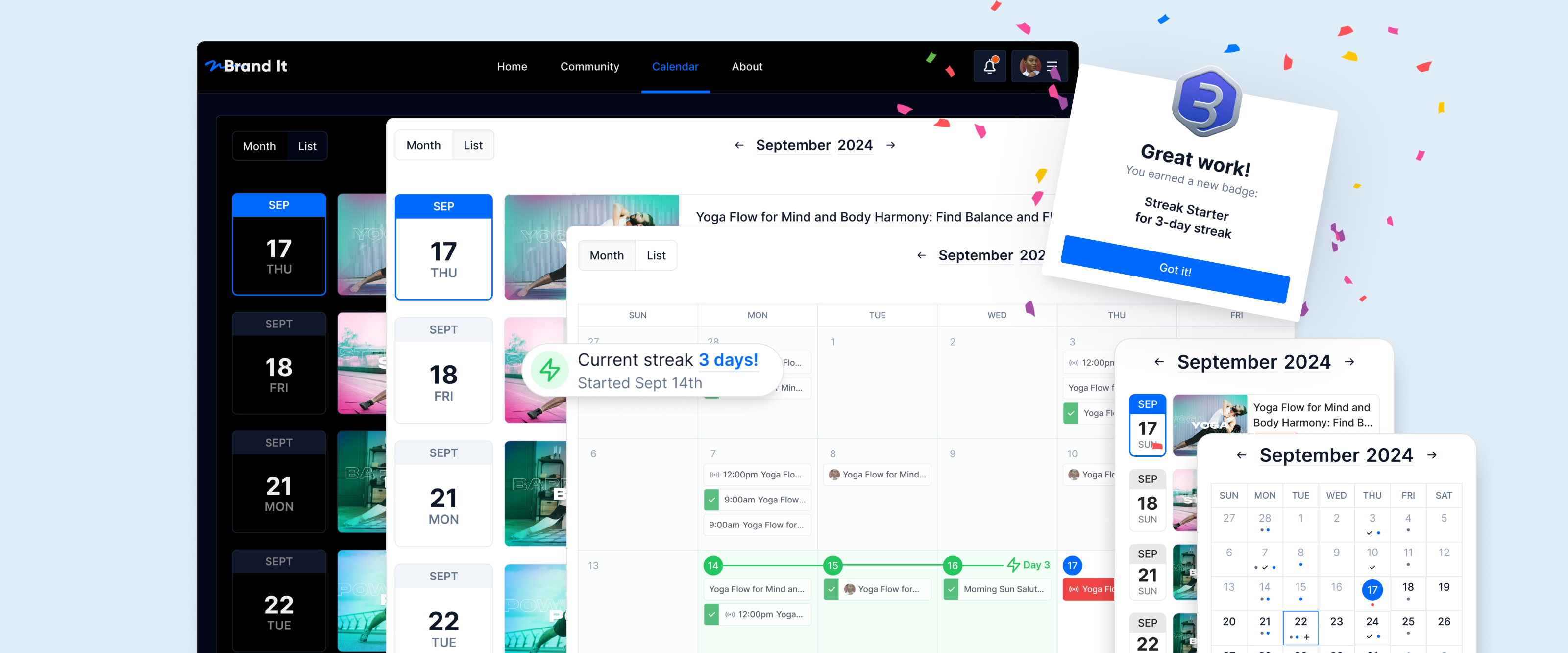 Calendar streaks & badges by Sarah Cottle on Dribbble