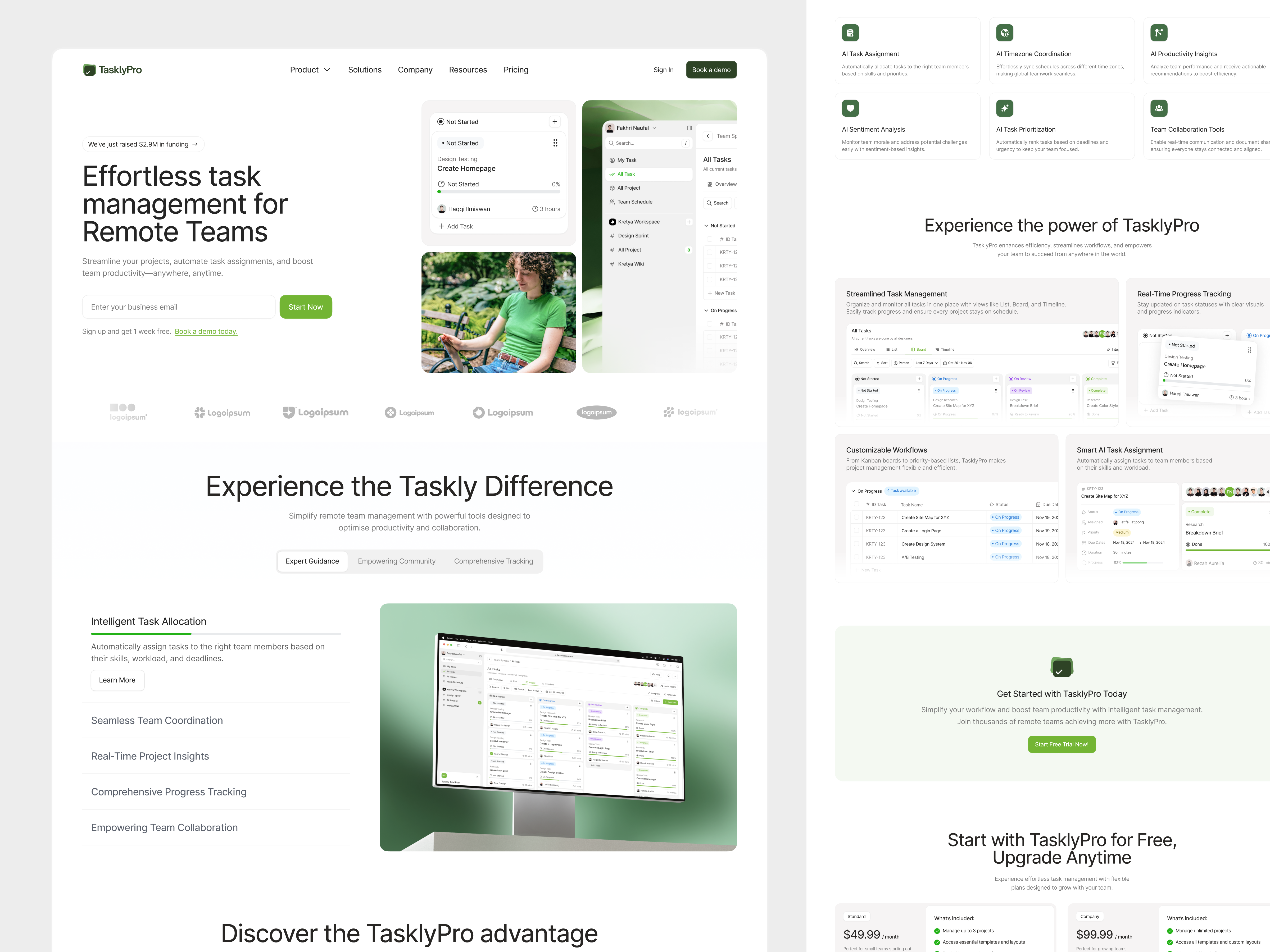 TasklyPro – Team Management Landing Page by Fakhri Naufal for Kretya ...