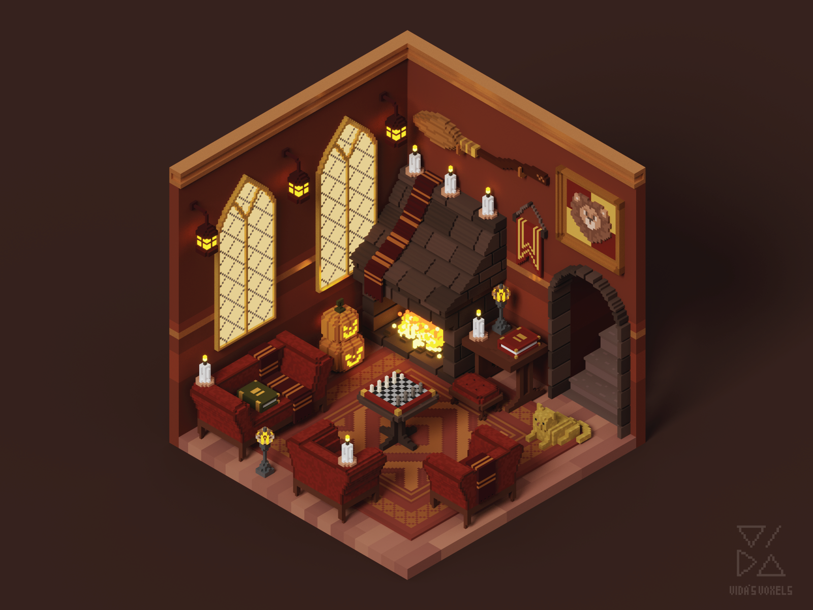 Harry Potter | Hogwarts Common Rooms by Vida's Voxels on Dribbble