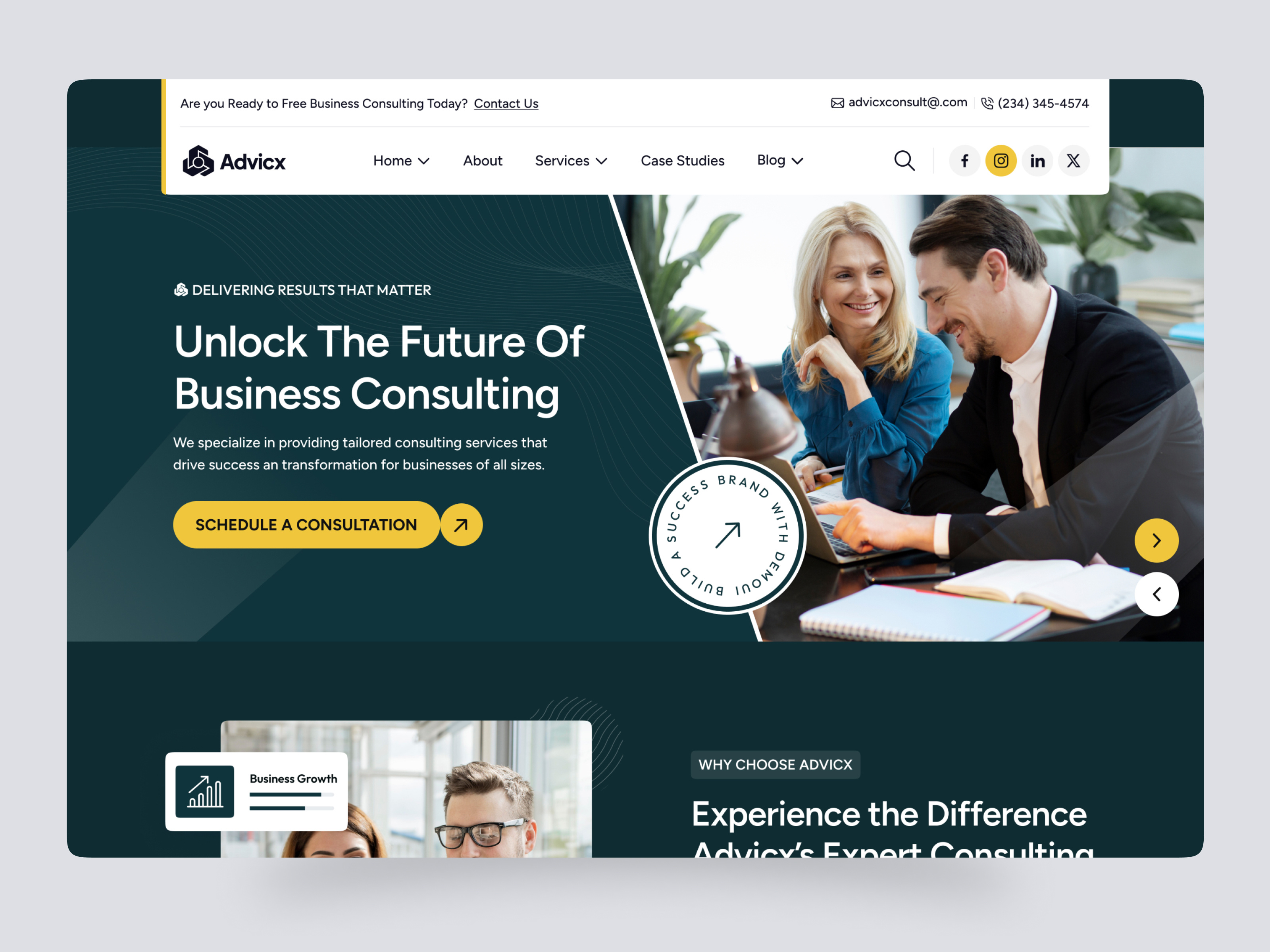 Business Consulting Website Landing Page by Shahria Hossain on Dribbble