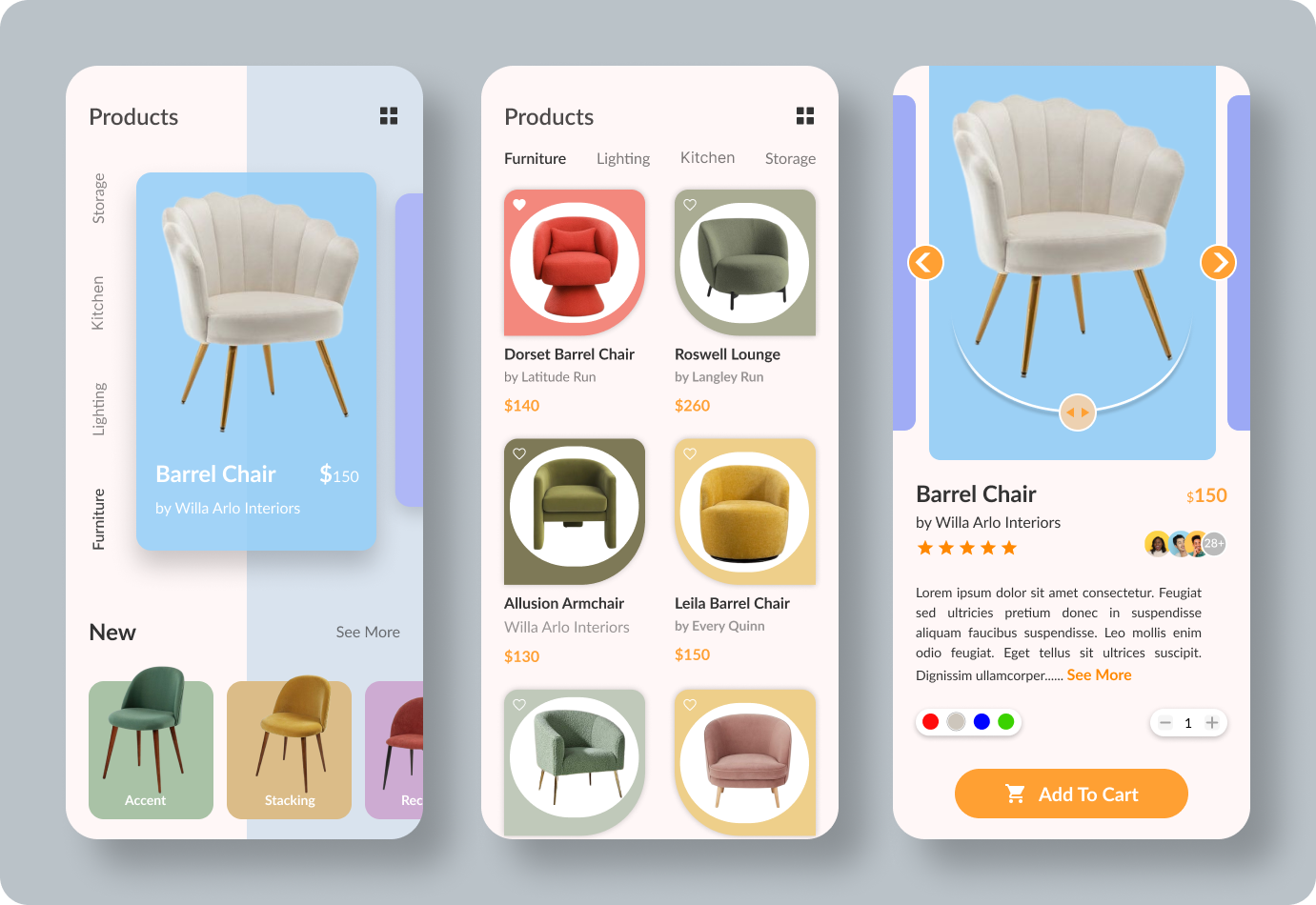"Minimalistic E-Commerce Furniture App UI Design 🌟" by Kazi Esrat Jahan ...