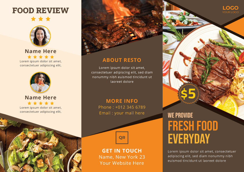 Restaurant trifold brochure design, Fast food menu template by Abdul ...