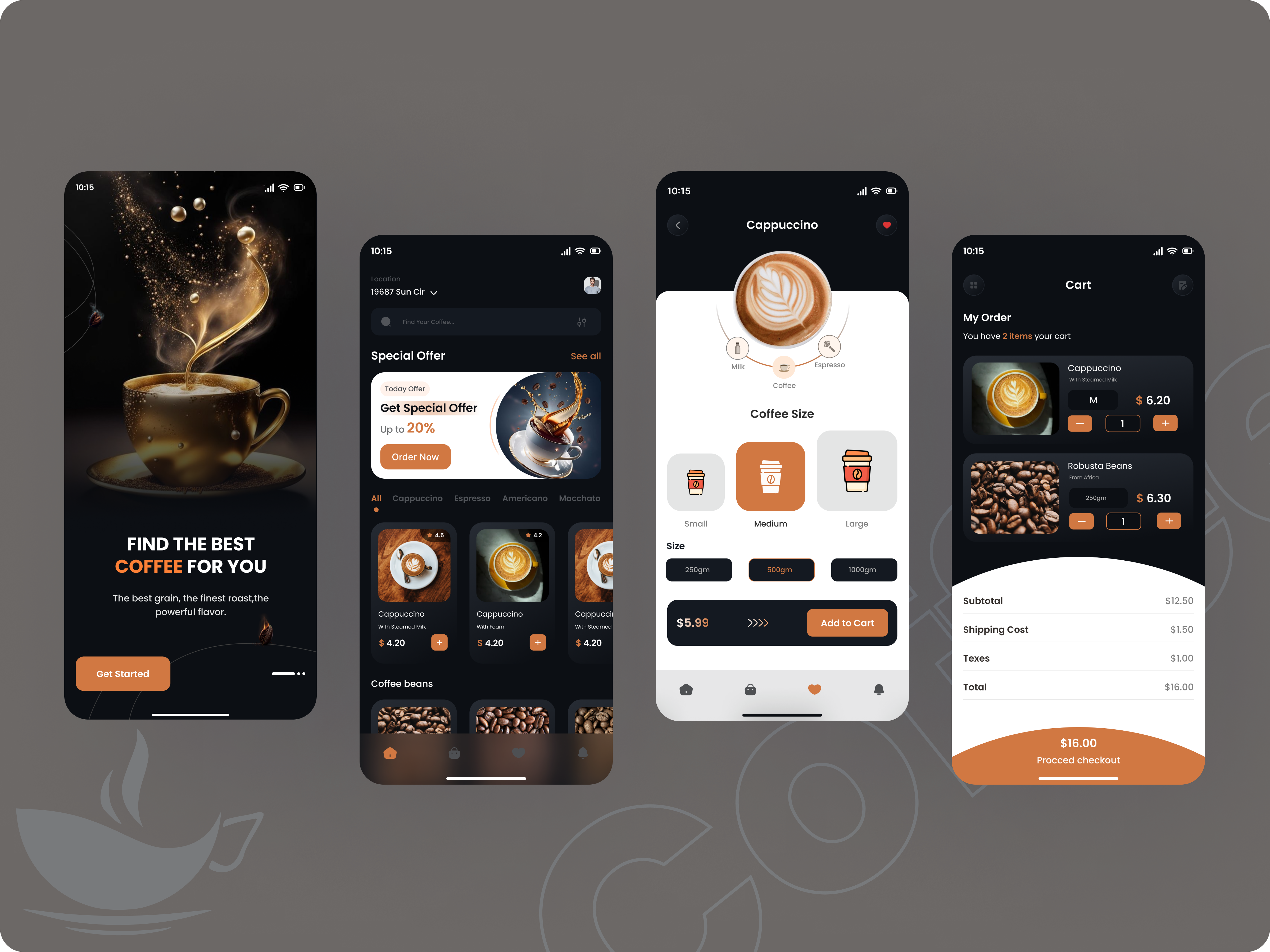 Coffee Shop App Design by Koushik Sarkar on Dribbble