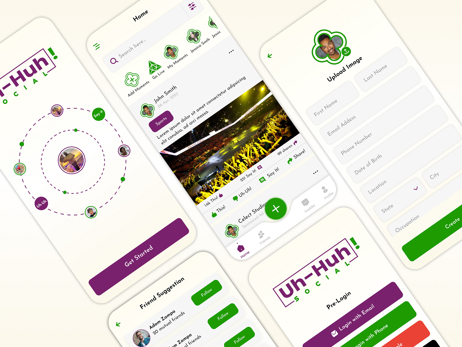 Uhhuh! - Social Networking App UI Design by Binate Digital on Dribbble