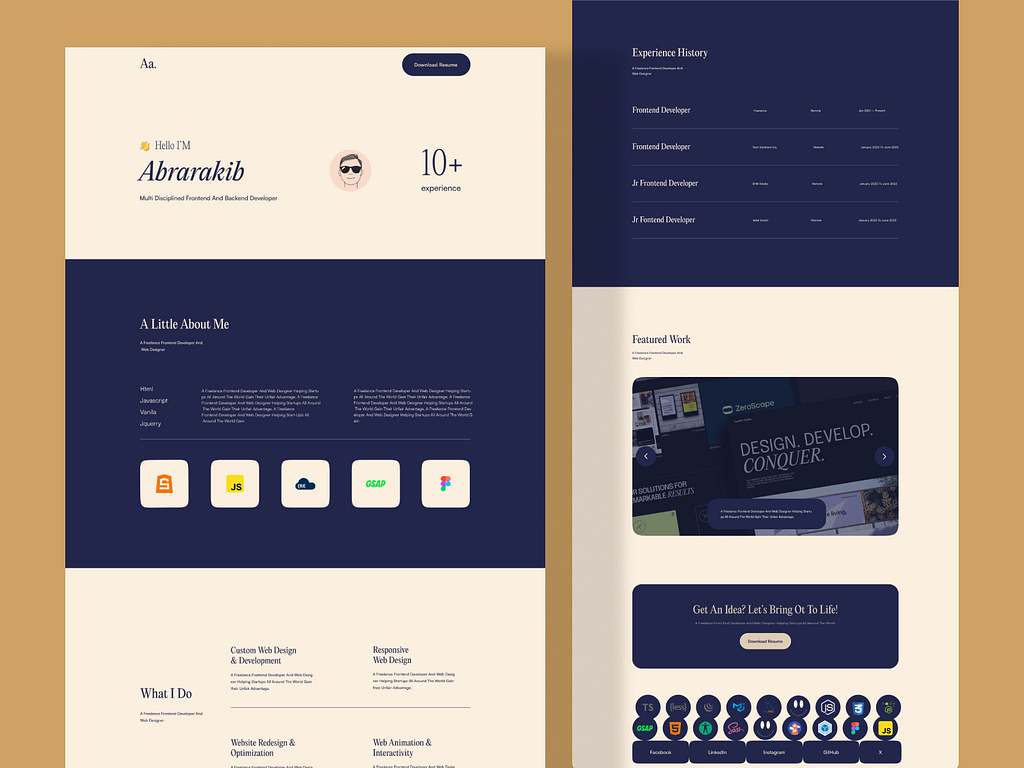 Web Developer portfolio Landing page by Abrar Akib on Dribbble