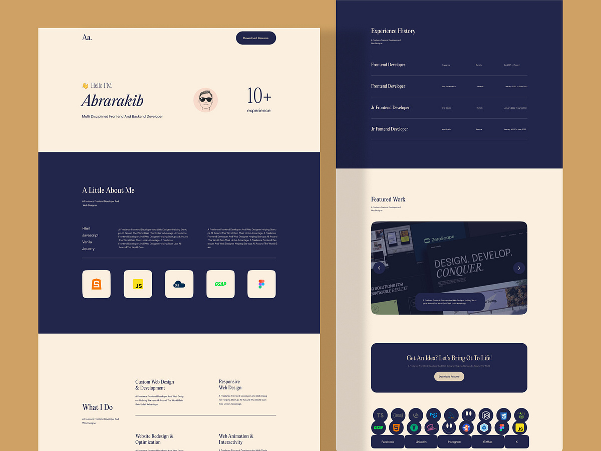 Web Developer portfolio Landing page by Abrar Akib on Dribbble