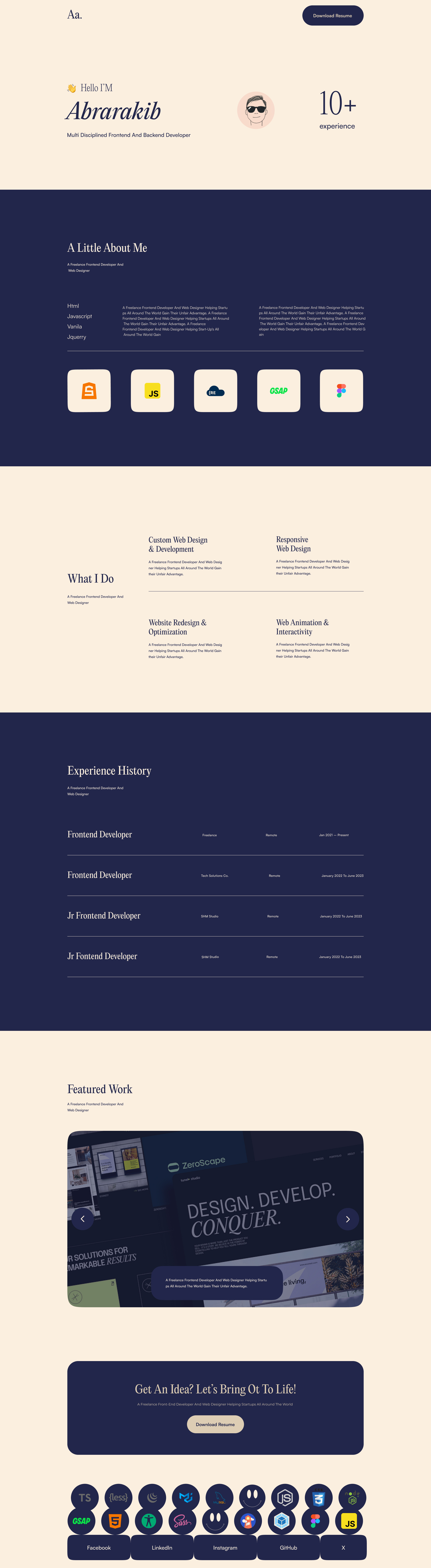 Web Developer portfolio Landing page by Abrar Akib on Dribbble