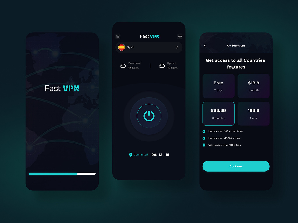 Fast VPN UI Design by Ui Mahadi on Dribbble
