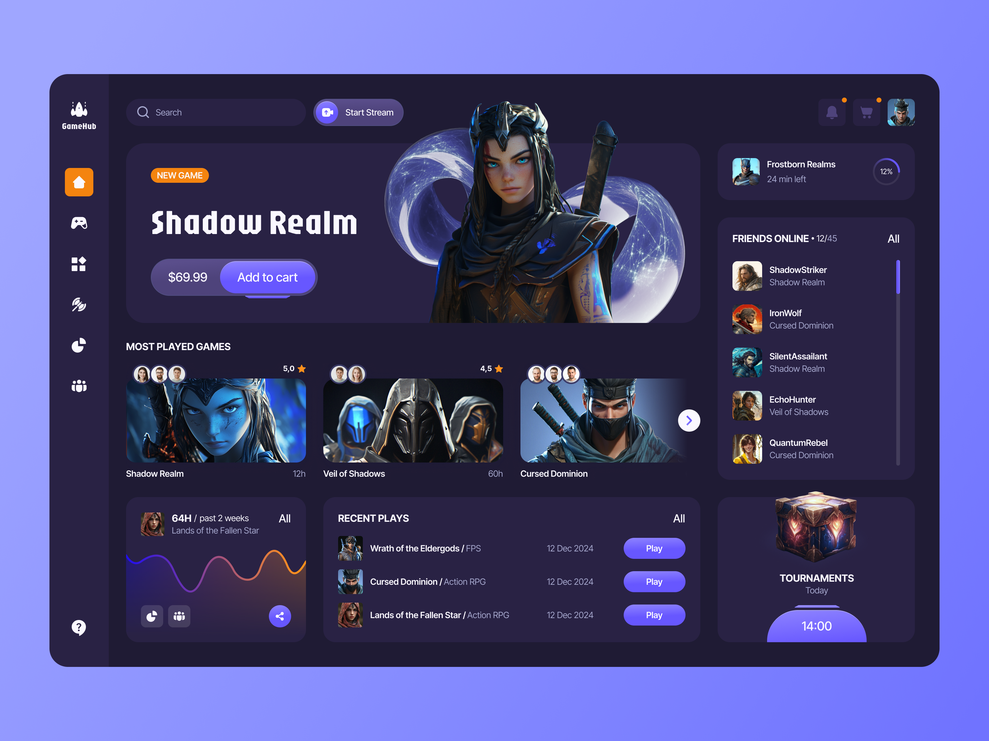 GameHub gaming platform - ux/ui concept by Azumi Kim on Dribbble