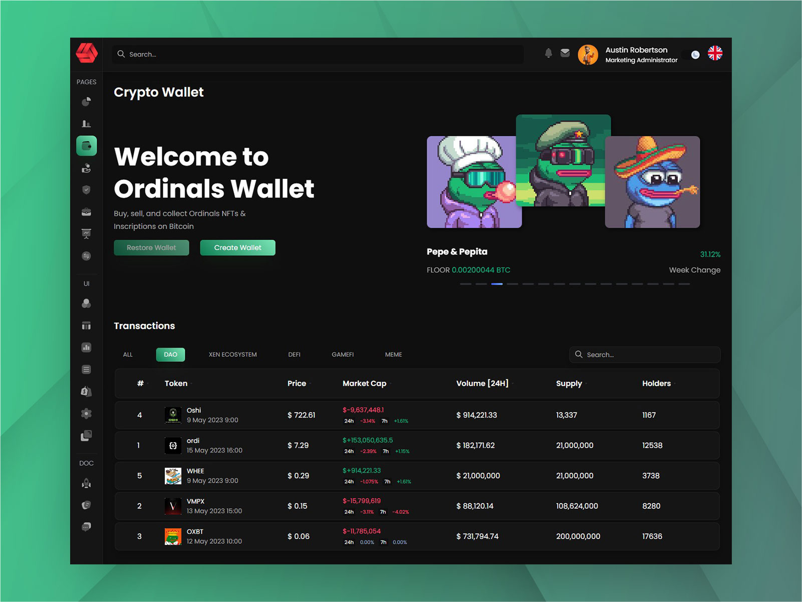 Crypto Bitcoin Wallet Dashboard Template by Extej UI UX Design Agency ...